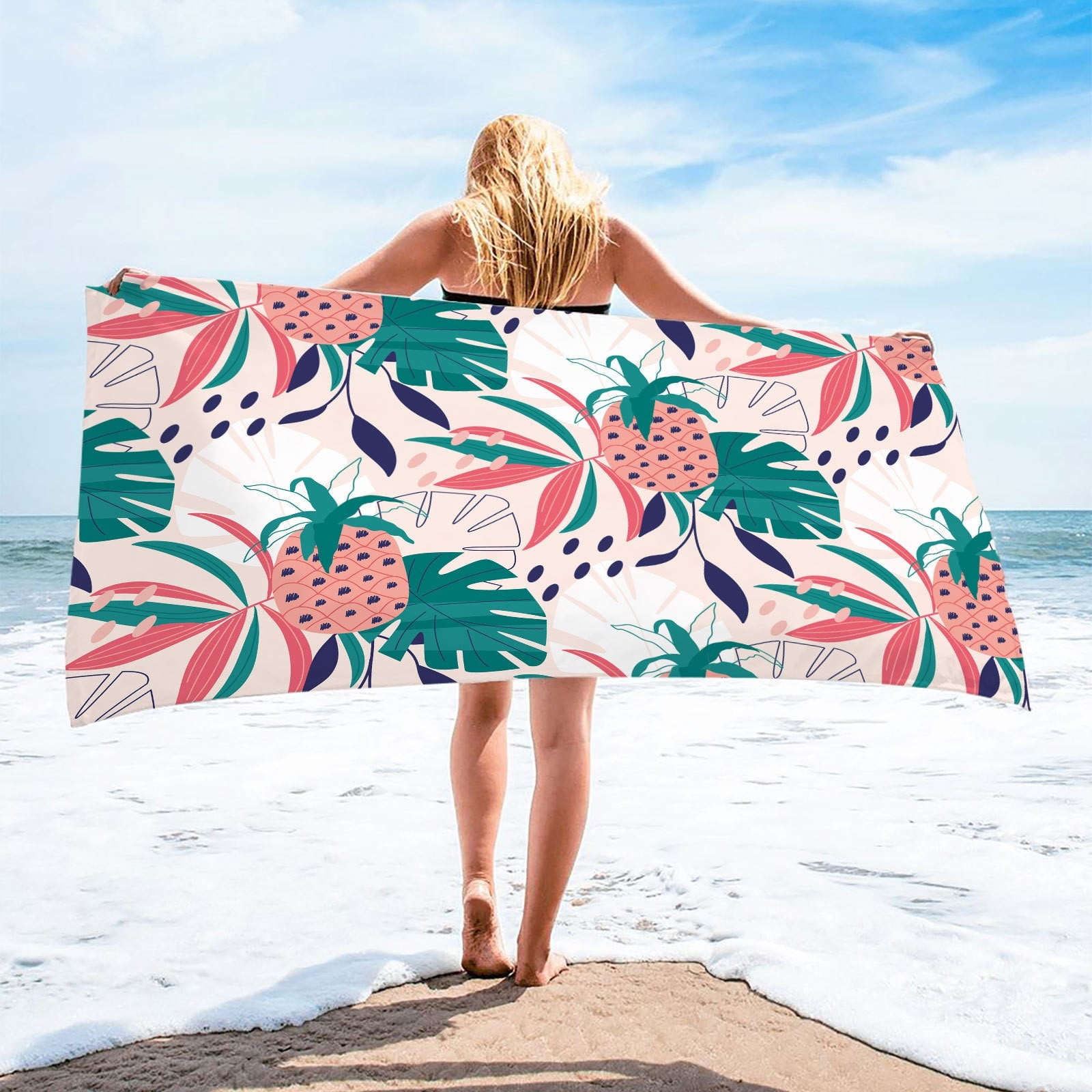 Djunllk Beach Towel Oversized, Microfiber Water Absorbing Sandproof ...