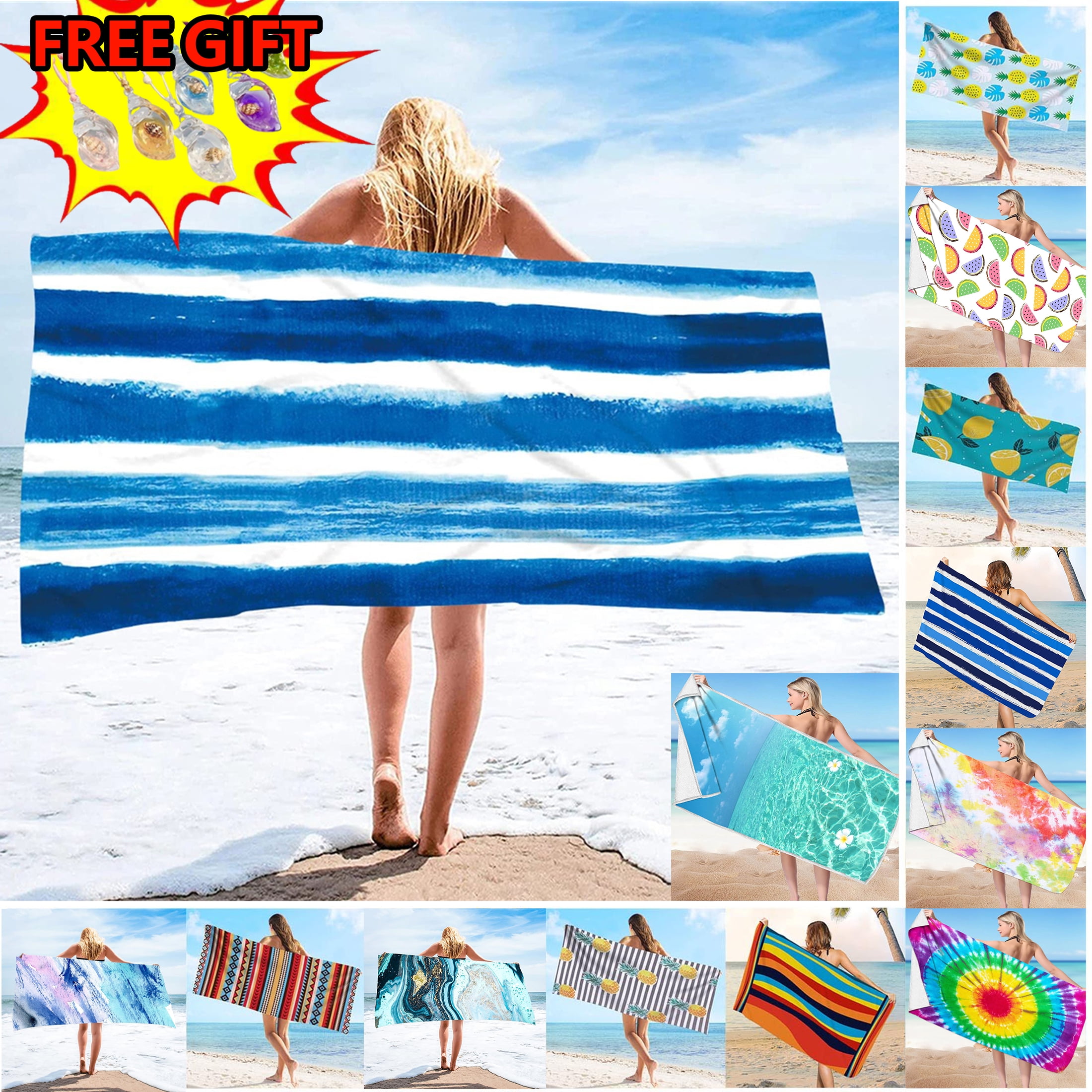 Clearance! Djunllk Beach Towel Oversized, Microfiber Water Absorbing ...