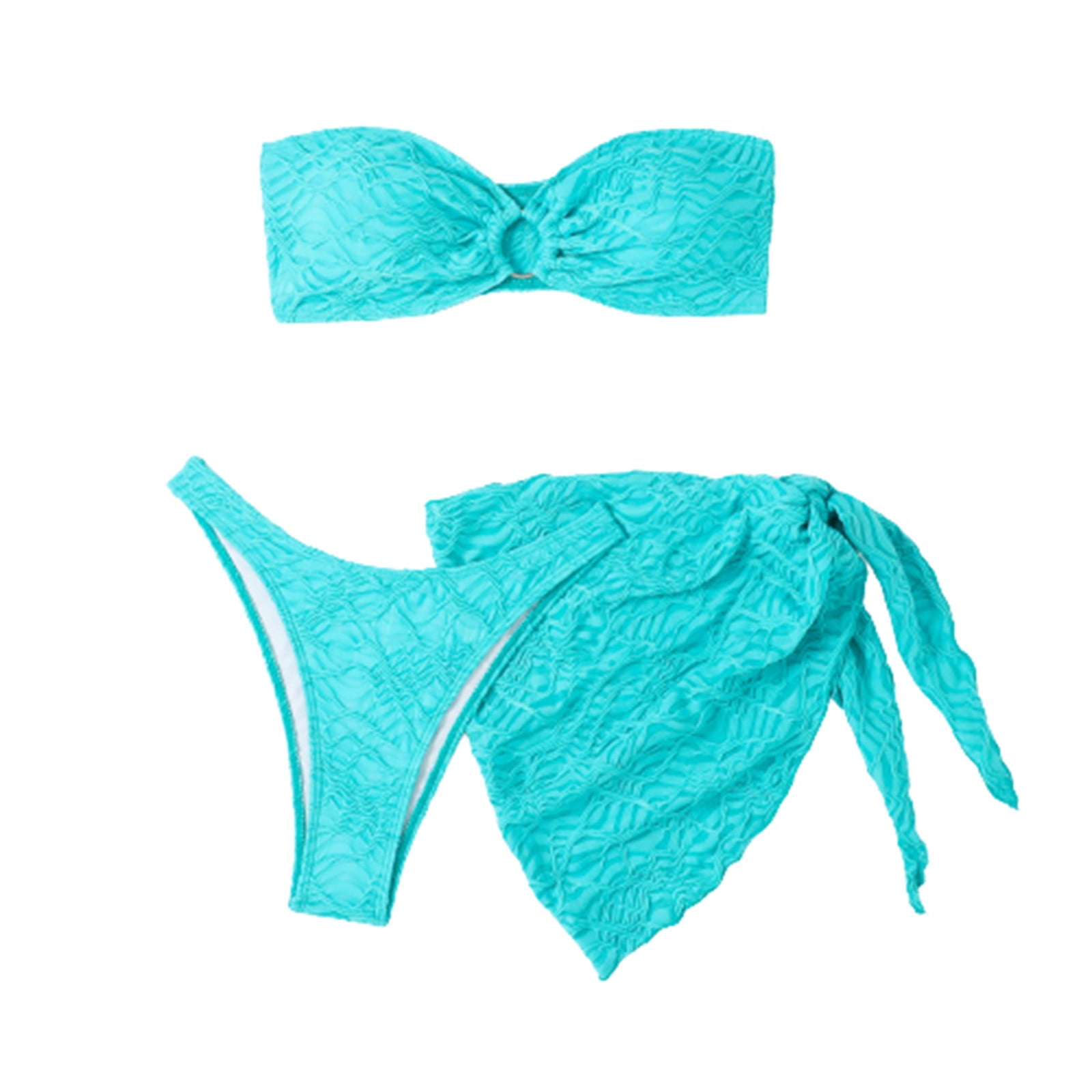 Edvintorg 3 Piece Swimsuits for Women Print Bandeau Bikini Set Swimsuit ...