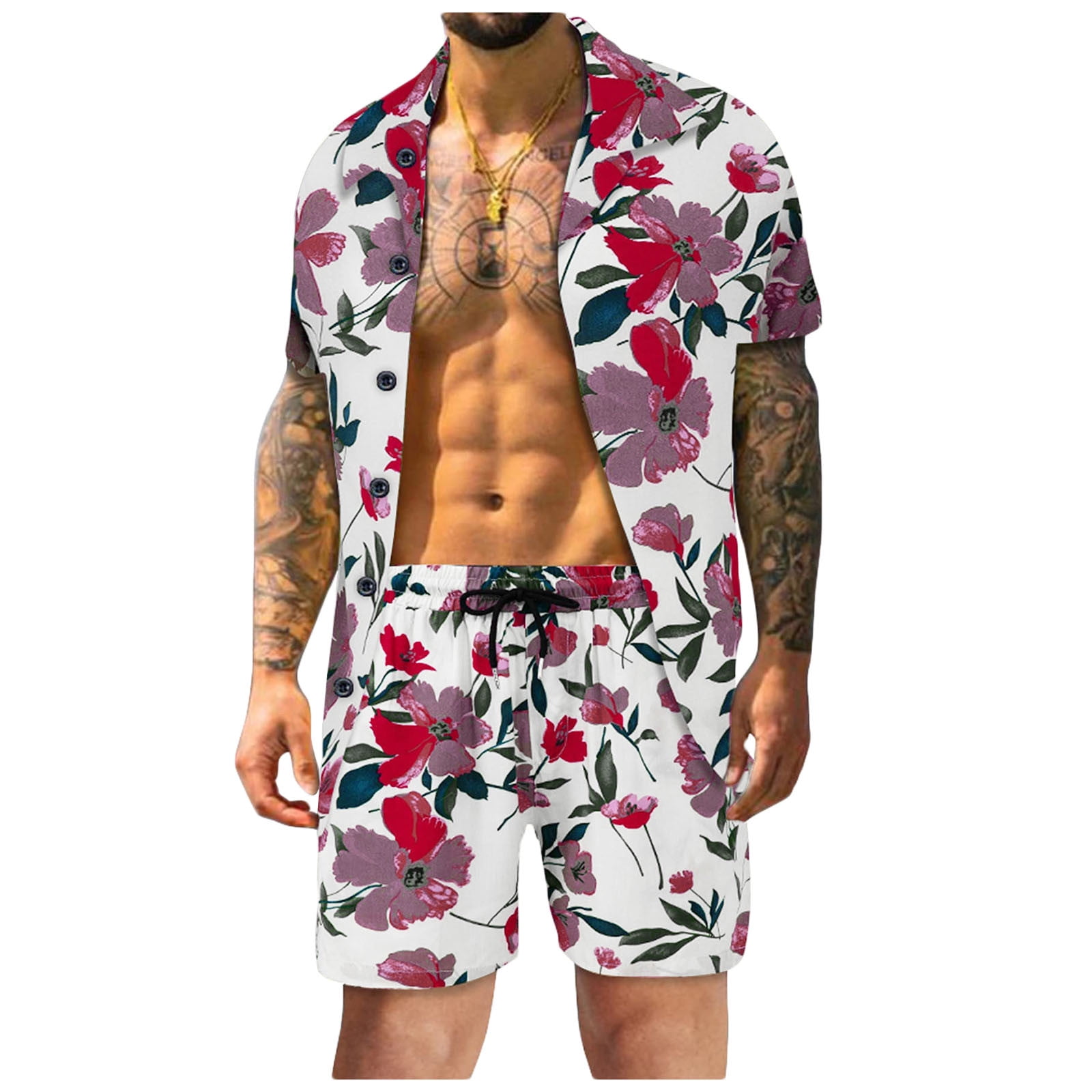 Summer Savings Clearance Edvintorg New Hot Hawaiian Shirt Set Mens