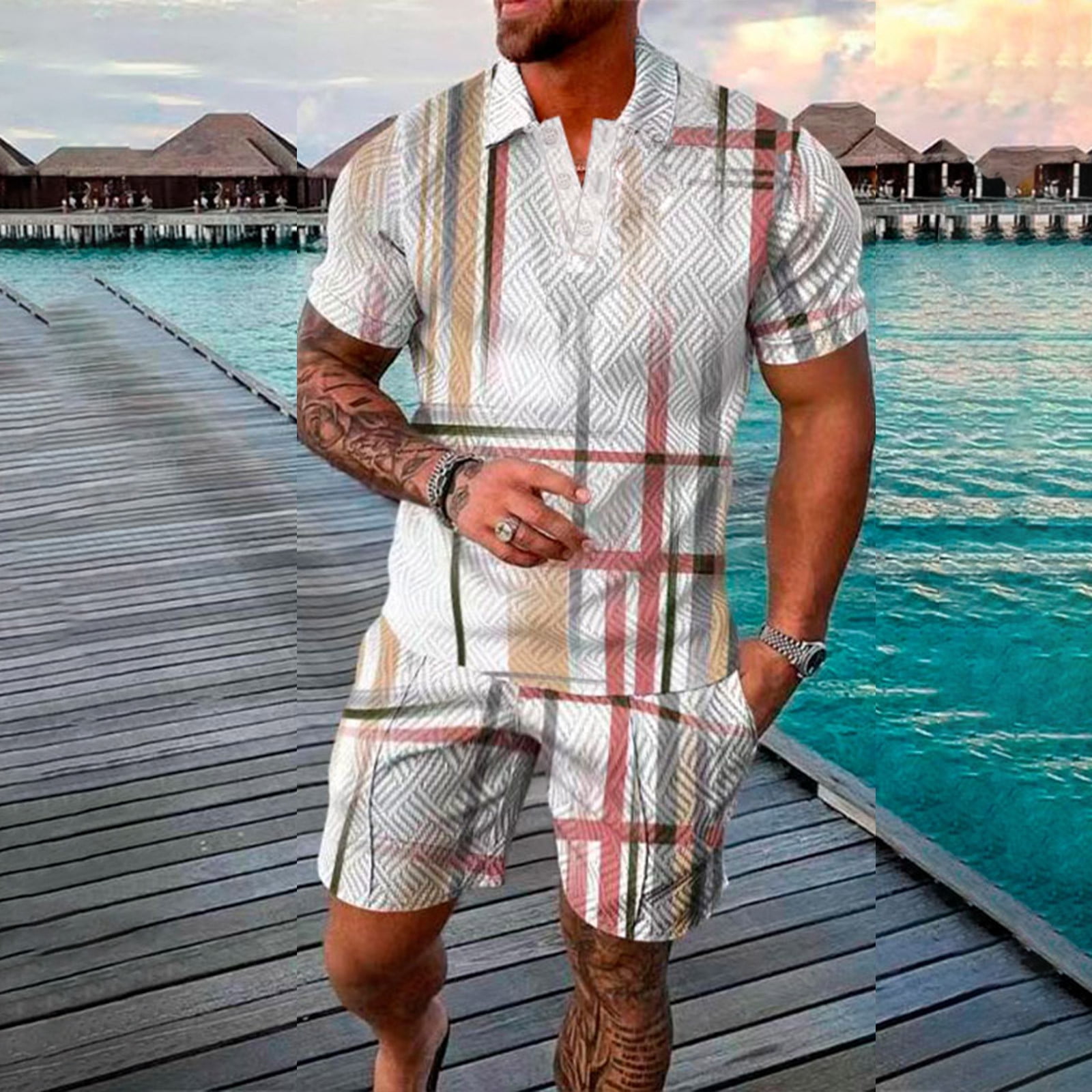 Summer Savings Clearance! Edvintorg Short Set Men 2 Piece Summer Outfit ...