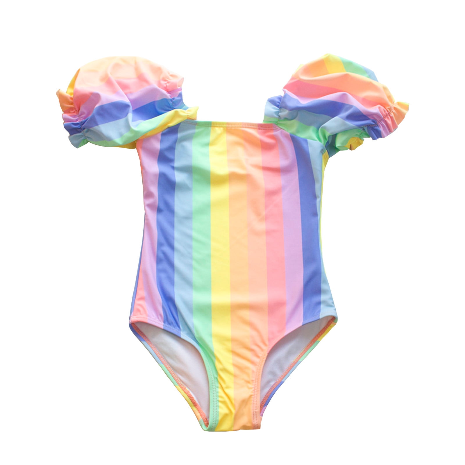 Edvintorg Swimsuit for Kids Girls Fashion Cute Stripe Print Puff Sleeve ...