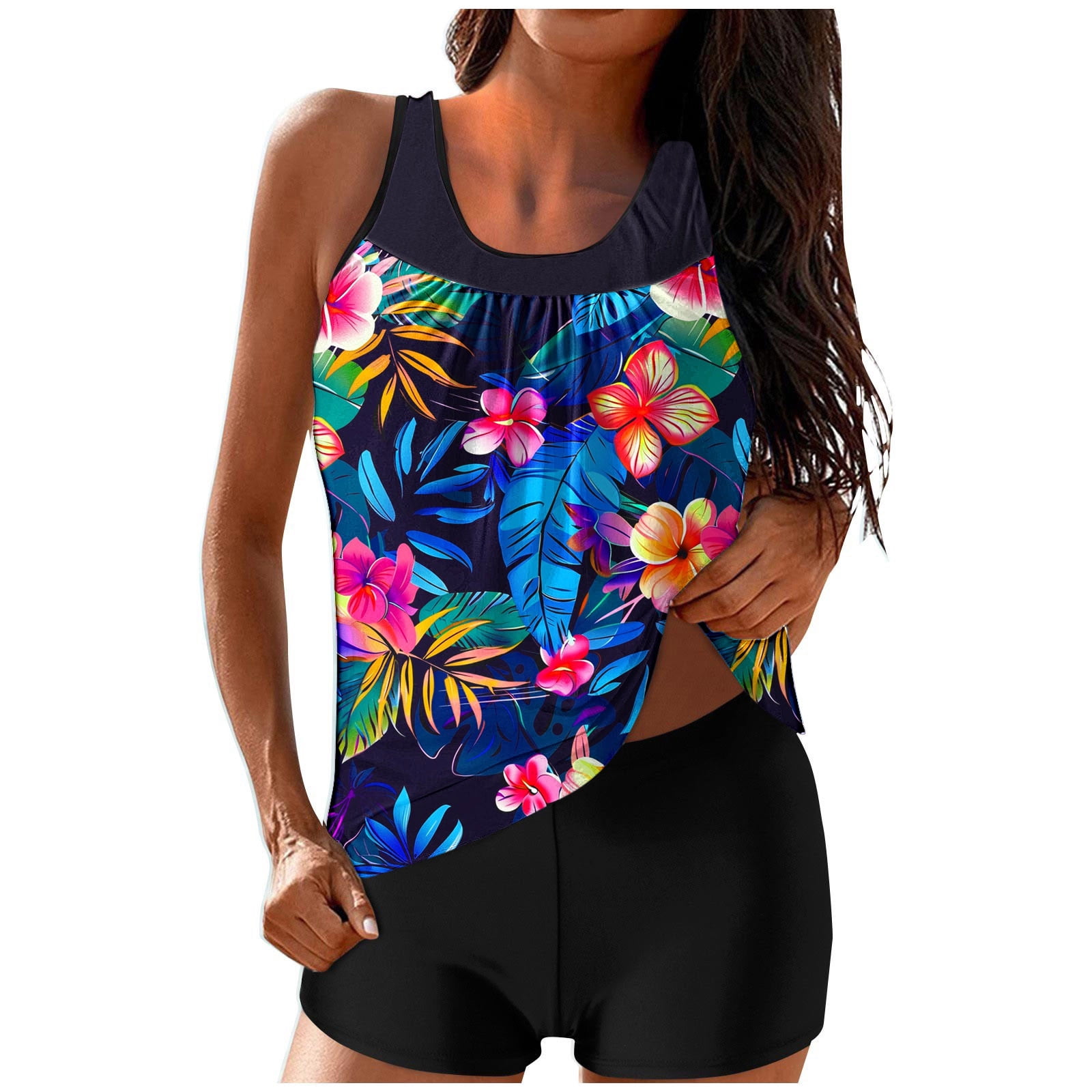 Enjoytime Womens Bathing Suits Tummy Control Floral Swim Suit Ruched ...