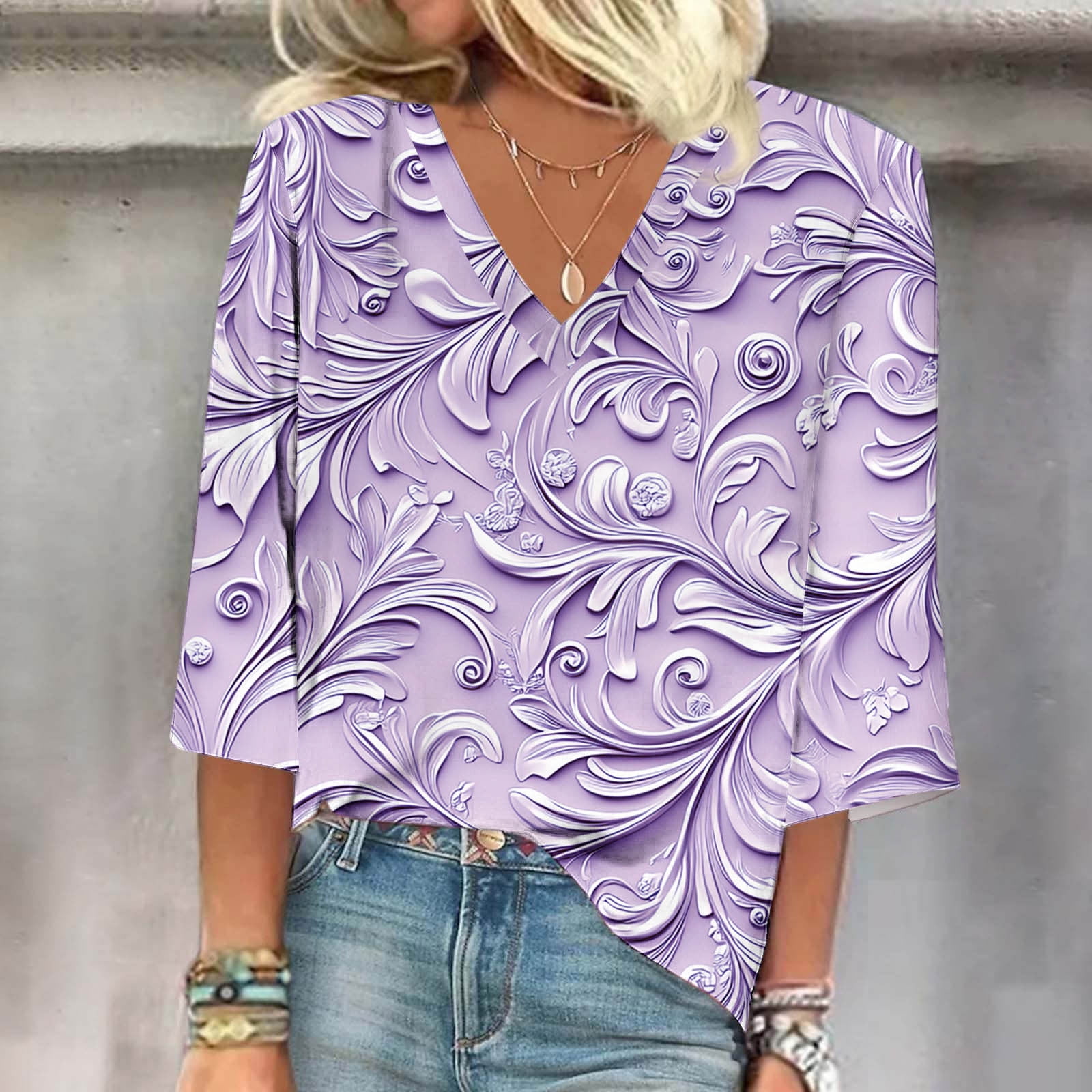 GaThRRgYP Womens Summer Tops,Women's Long Sleeve Summer V Neck Sexy ...