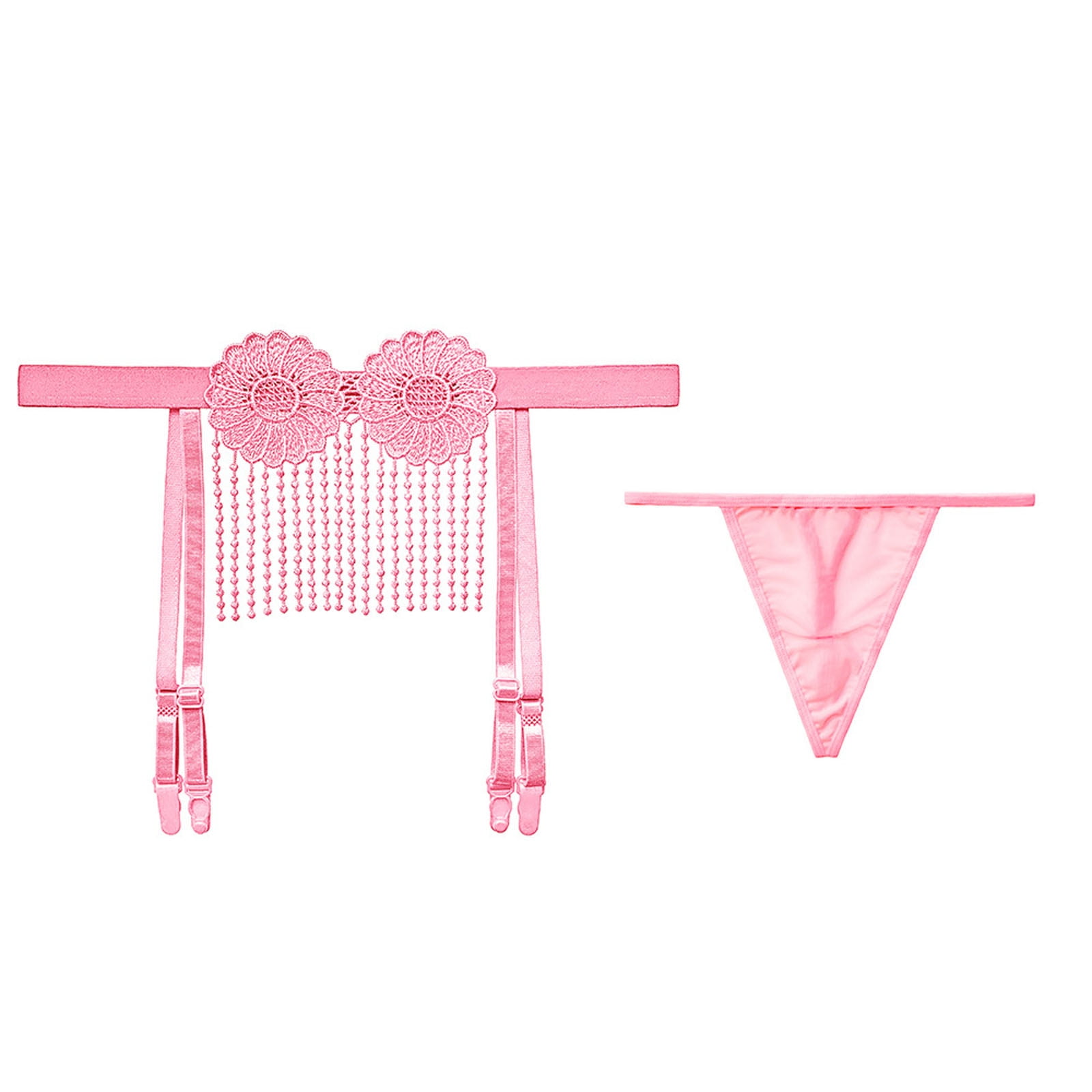 Clothing 2025 Garter Belt Thong Set for Thigh High Stockings Lace Plus ...