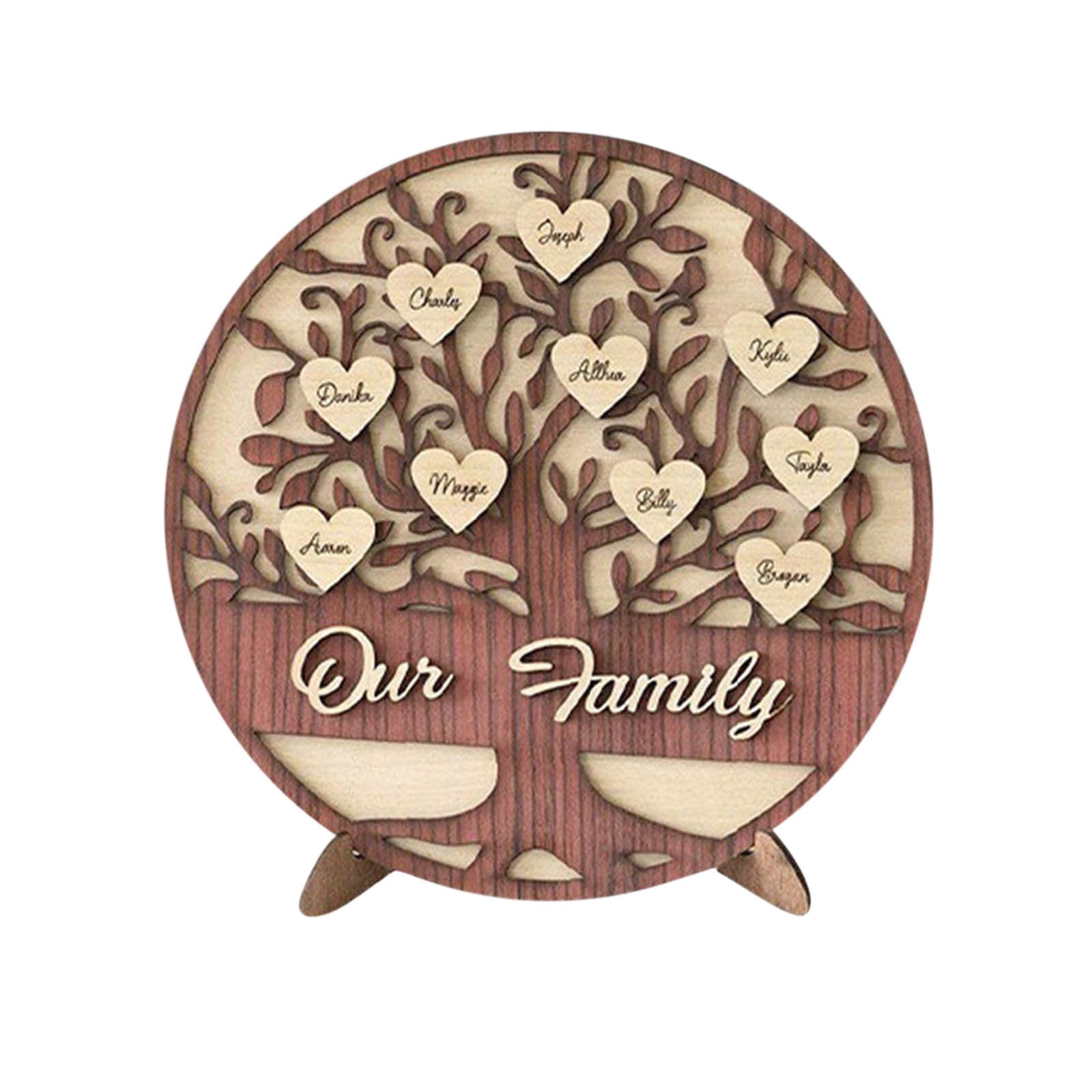 Zeceouar ized Custom Name Family Tree Wooden Decor Desktop Sign Wooden ...