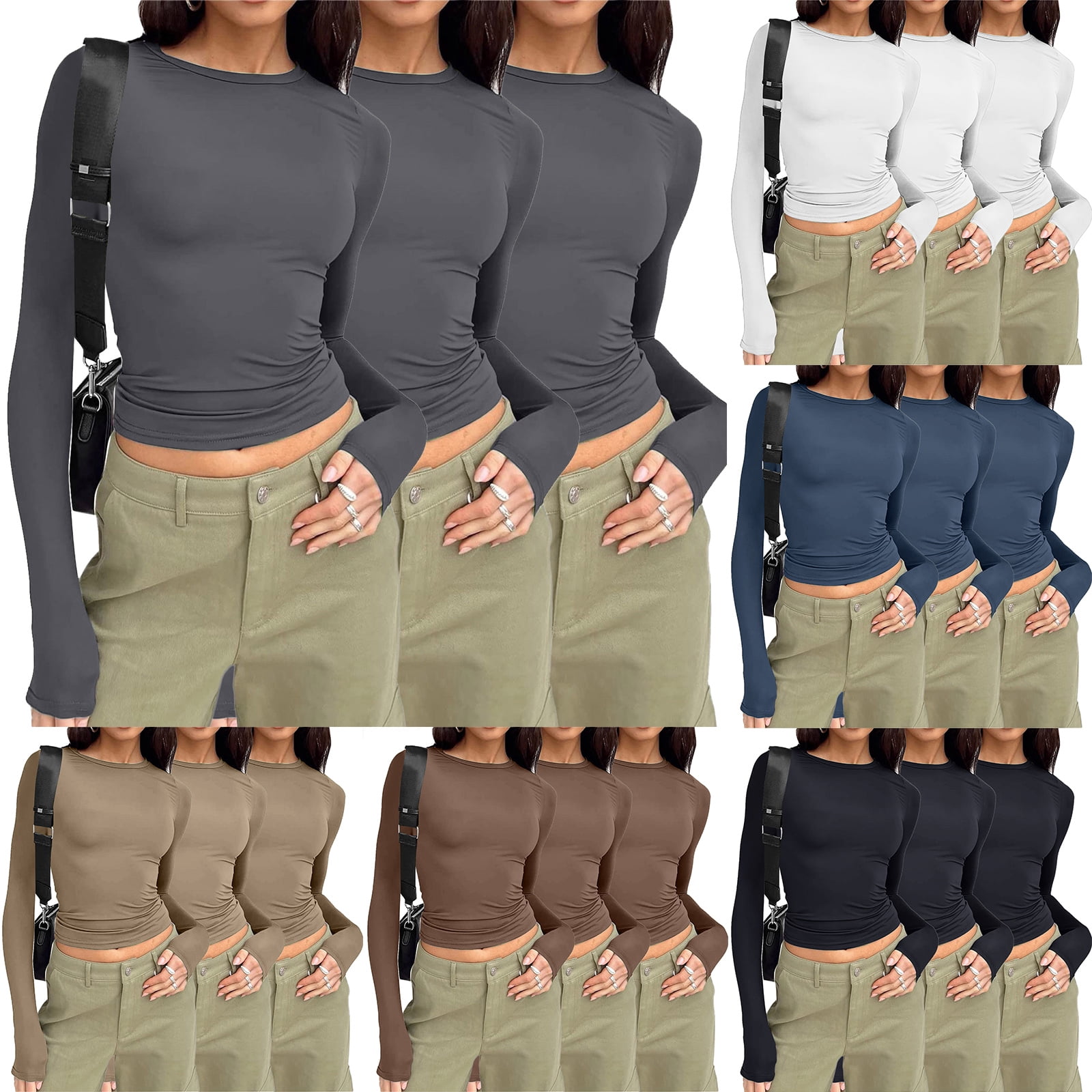 Summer Savings Clearance LINGLANG Shirts for Women Trendy 3 Piece Long ...