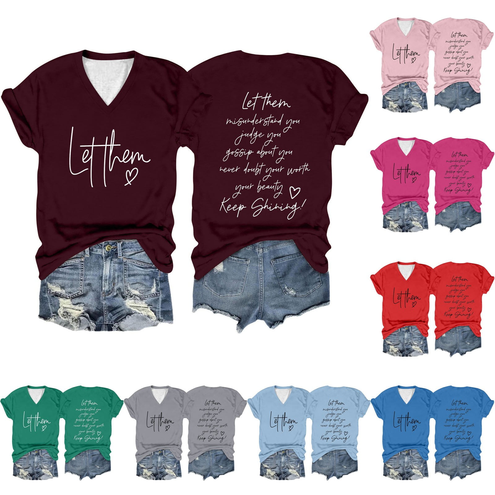 Summer Savings Clearance LINGLANG T Shirts for Women Let Them ...
