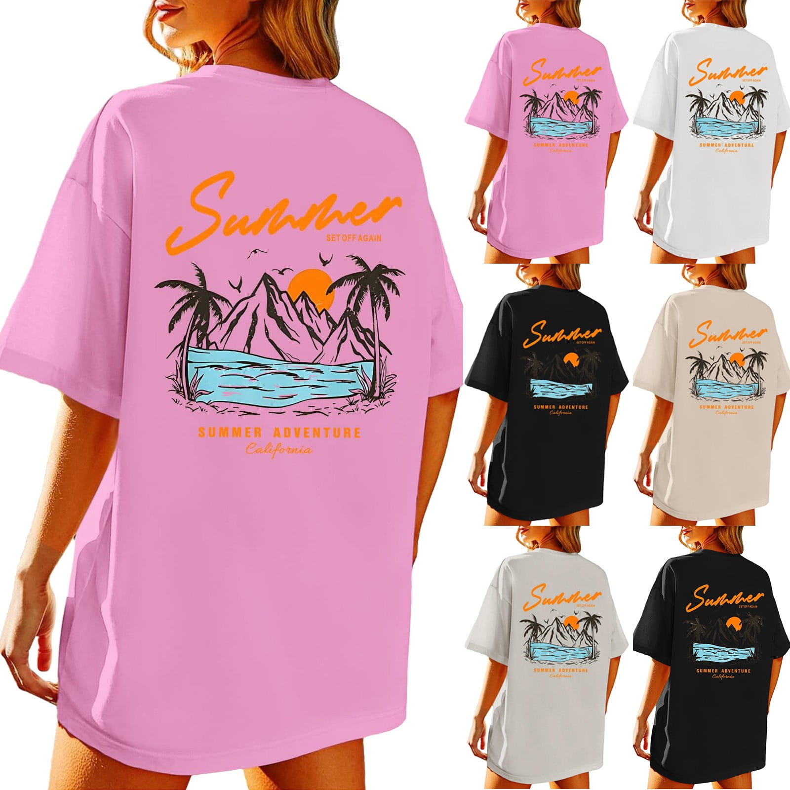 Summer Savings Clearance LINGLANG Tshirts Shirts for Women Beach ...