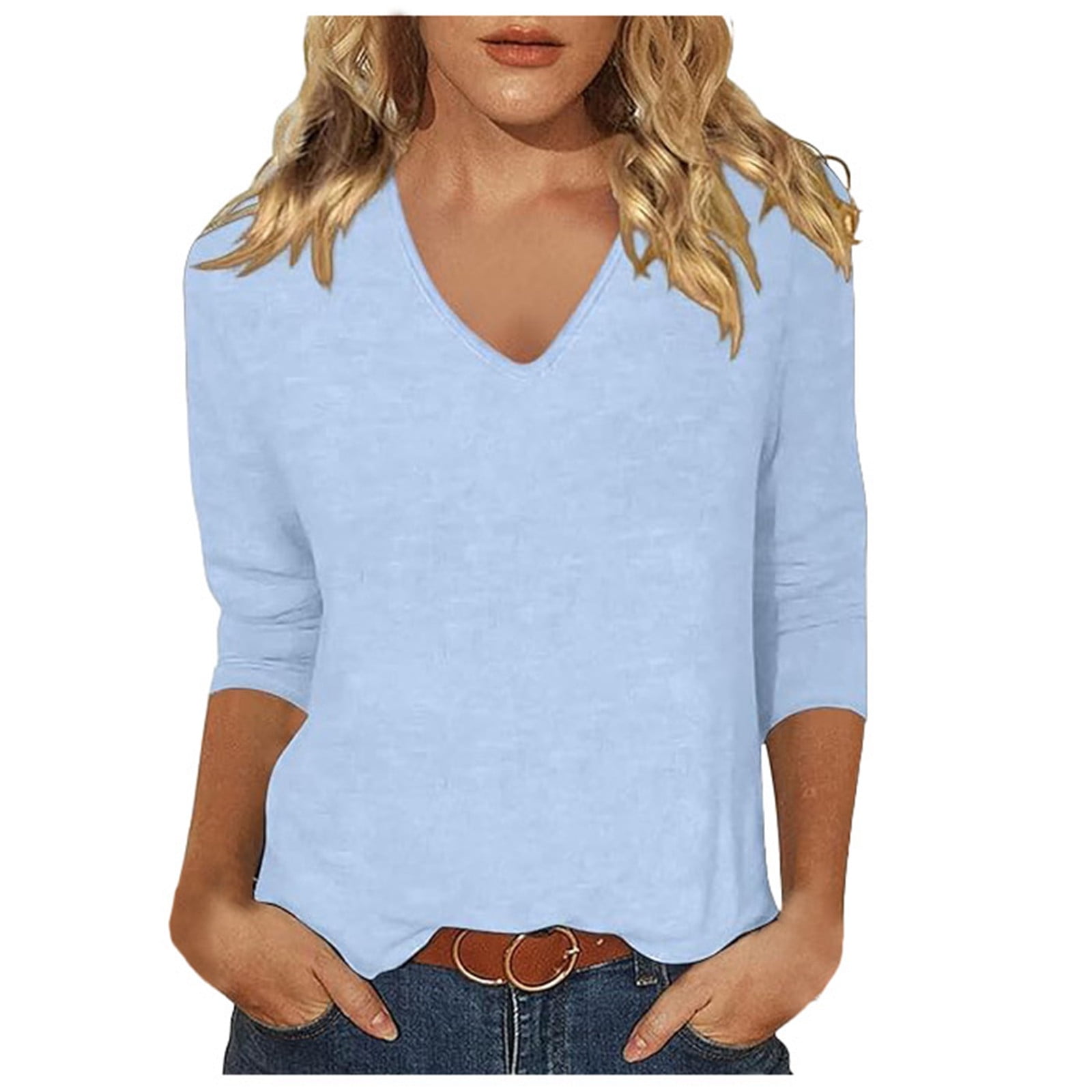 Summer Savings Clearance LINGLANG Tshirts Shirts for Women V Neck ...