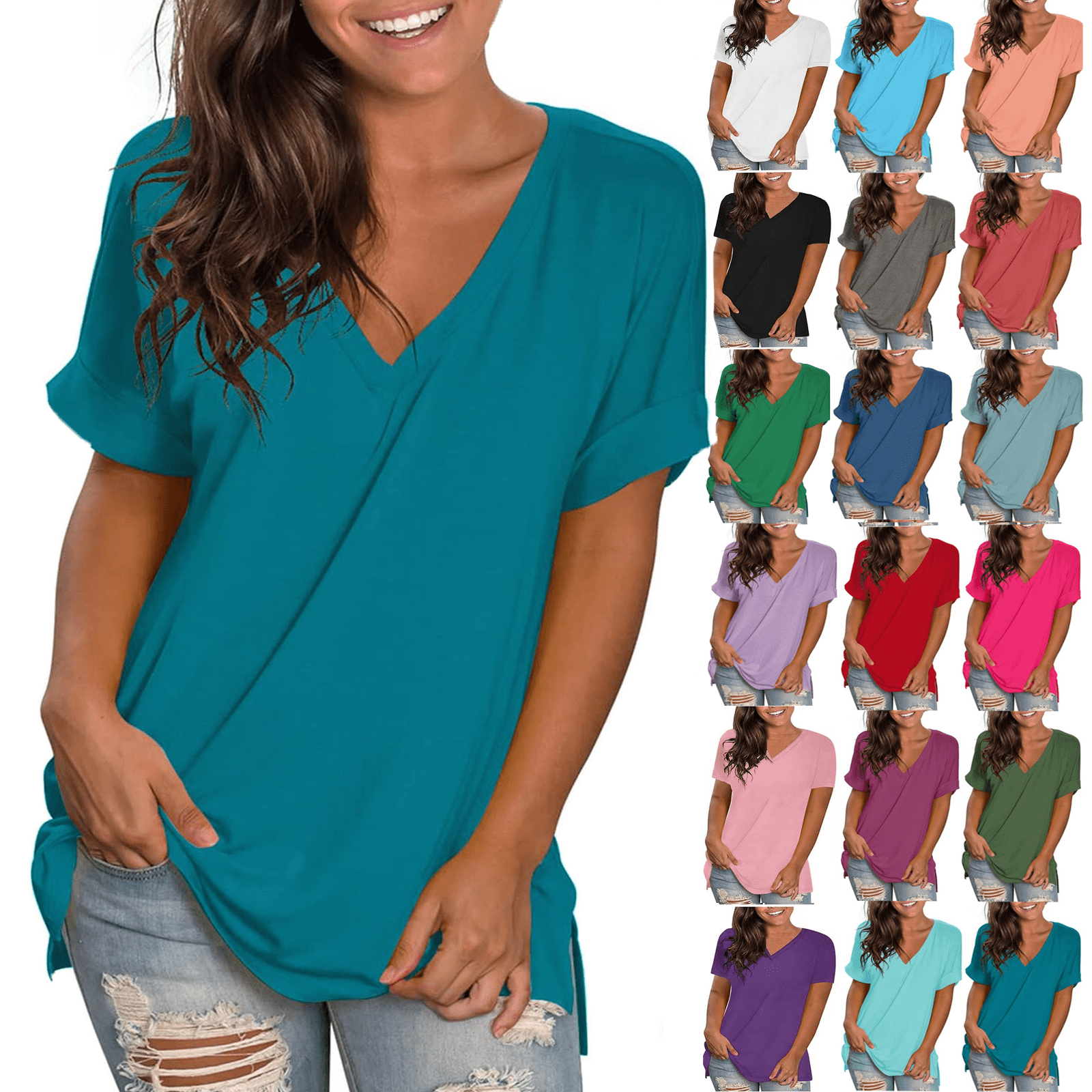 Summer Savings Clearance Lenago Summer Plus Size Tops for Women Summer ...