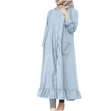 jsaierl Womens Muslim Open Front Chiffon Maxi Cardigan Abaya Robe Kaftan Loose Dress Head Wrap ...