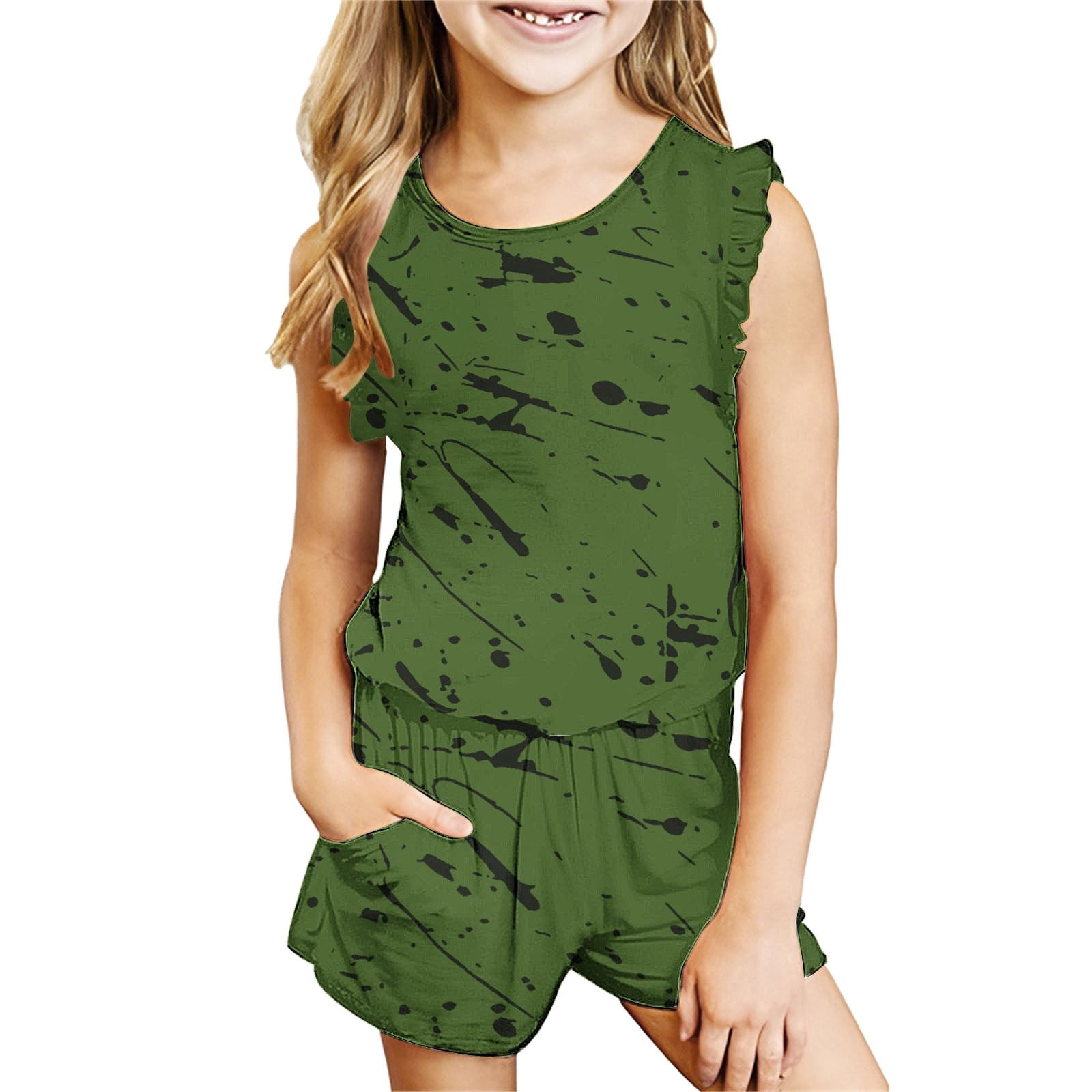 Nskgu Girls Summer Clothing Sets 2 Piece Outfits Floral Printed Graphic ...