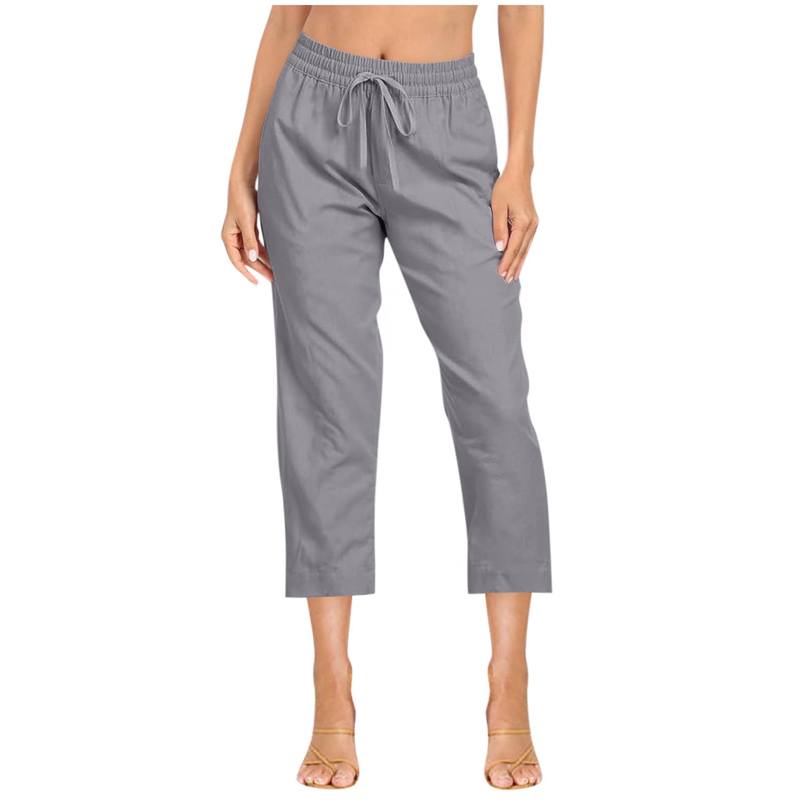 RQYYD Linen Capri Pants for Women Cotton Casual Summer Capris ...