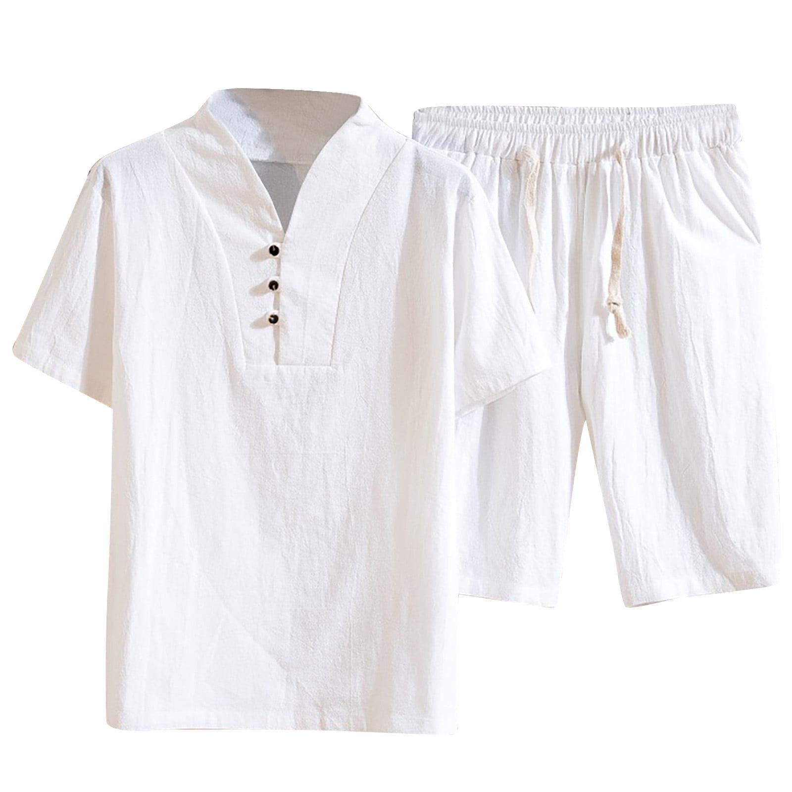 Summer Savings Clearance Stamzod Linen Sets For Men 2 Piece Button Up ...