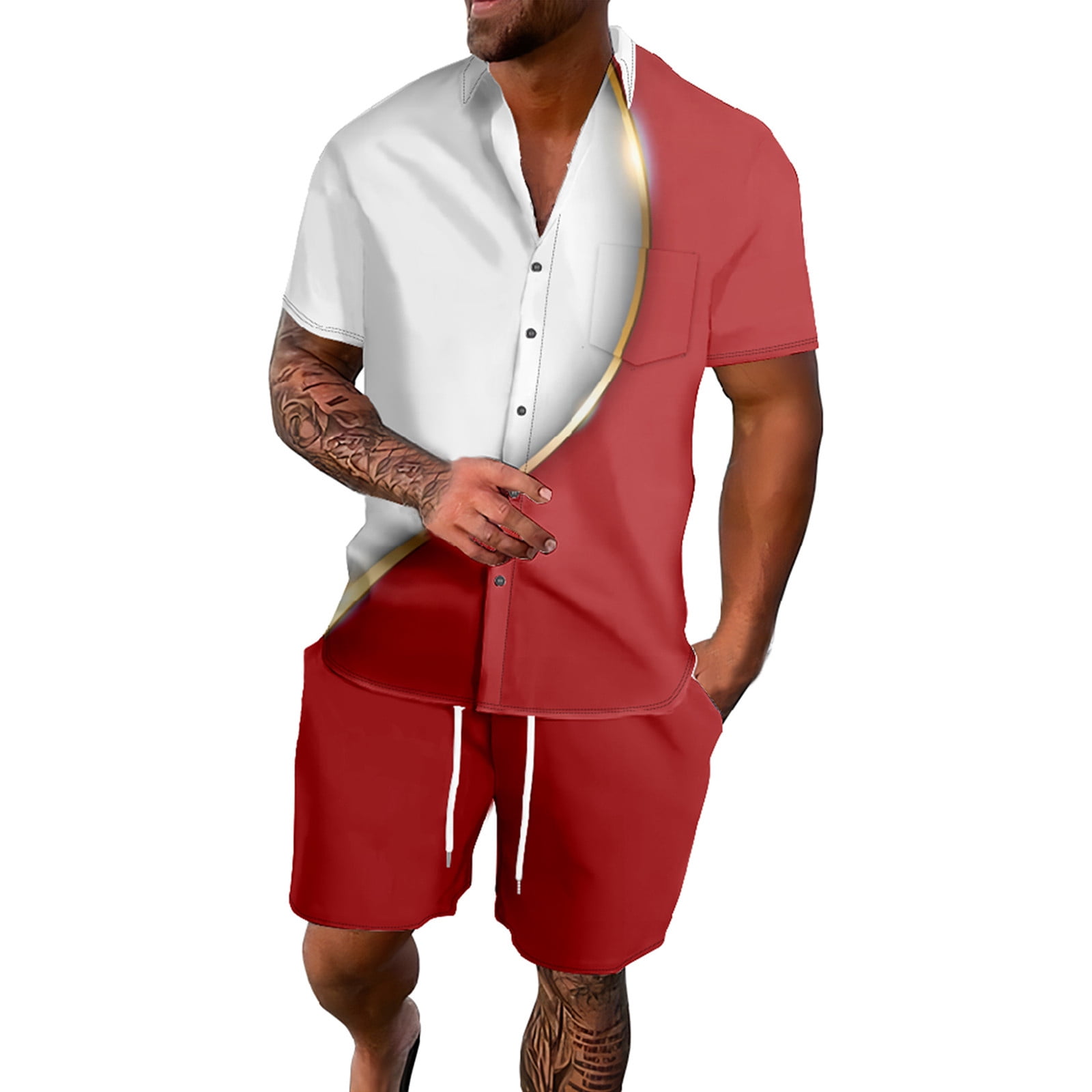 Summer Savings Clearance Stamzod Mens Shirts Shorts Outfit Beach 2