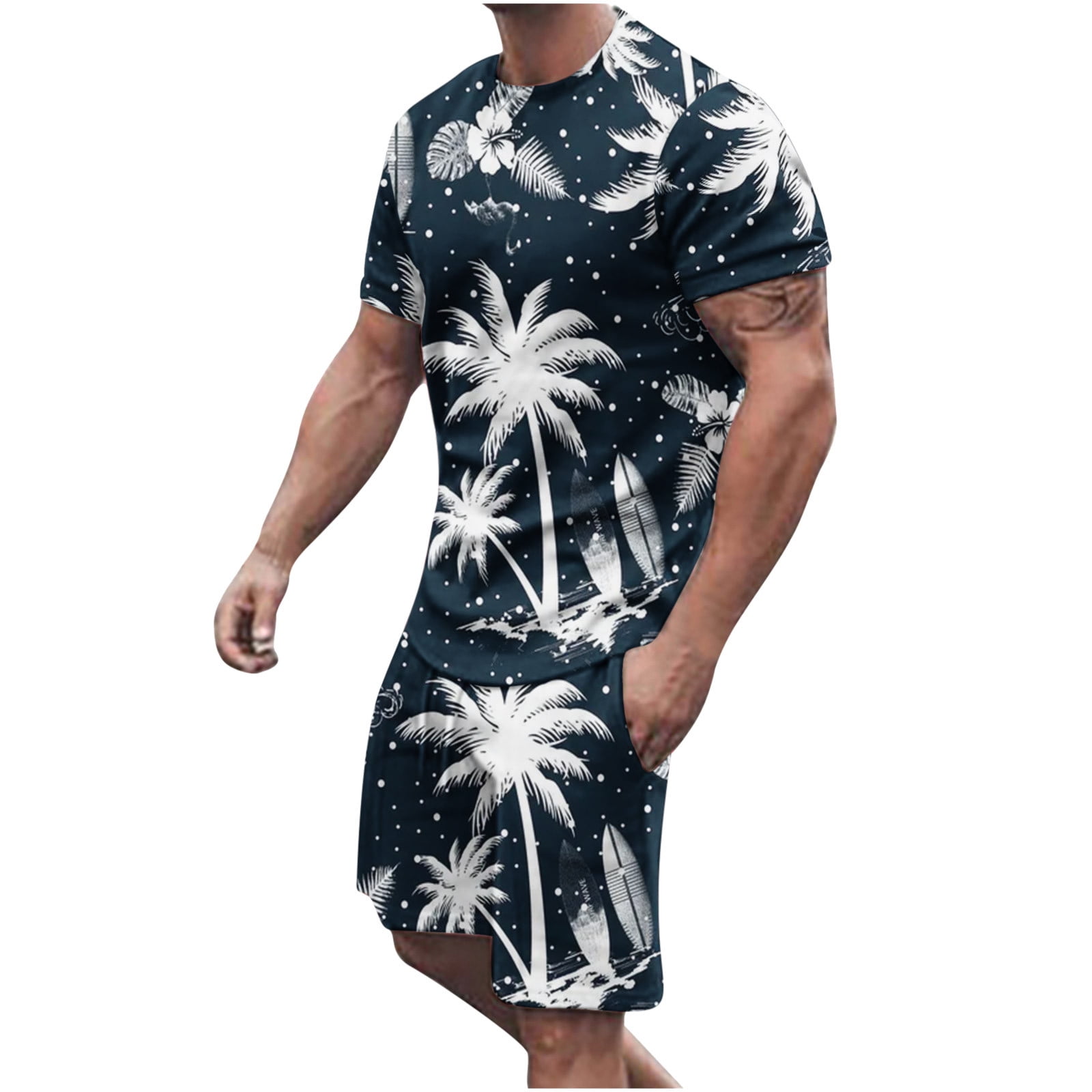Summer Savings Clearance Stamzod Men's 2 Piece Hawaiian Shirt Set Short ...