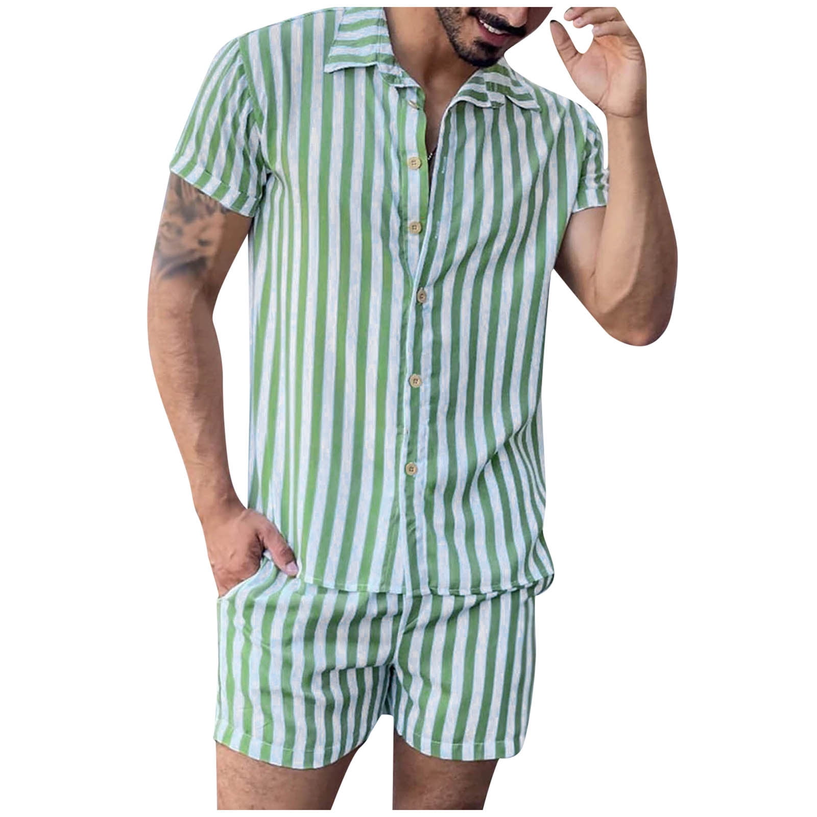 Summer Savings Clearance! Stamzod Men's Hawaiian Shirts And Shorts Set ...