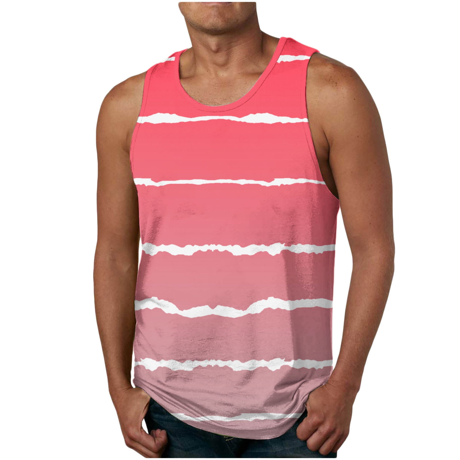 Summer Savings Clearance! Stamzod Men's Workout Tank Tops Stripe ...