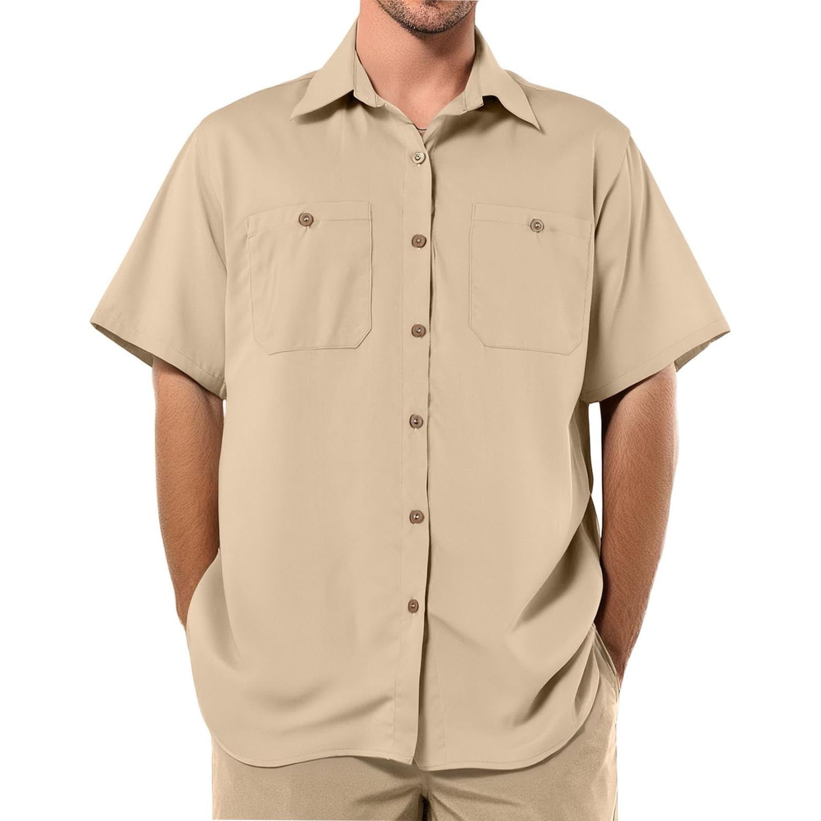 Stamzod Mens Button Up Dress Shirts Wrinkle Free Short Sleeve Solid ...