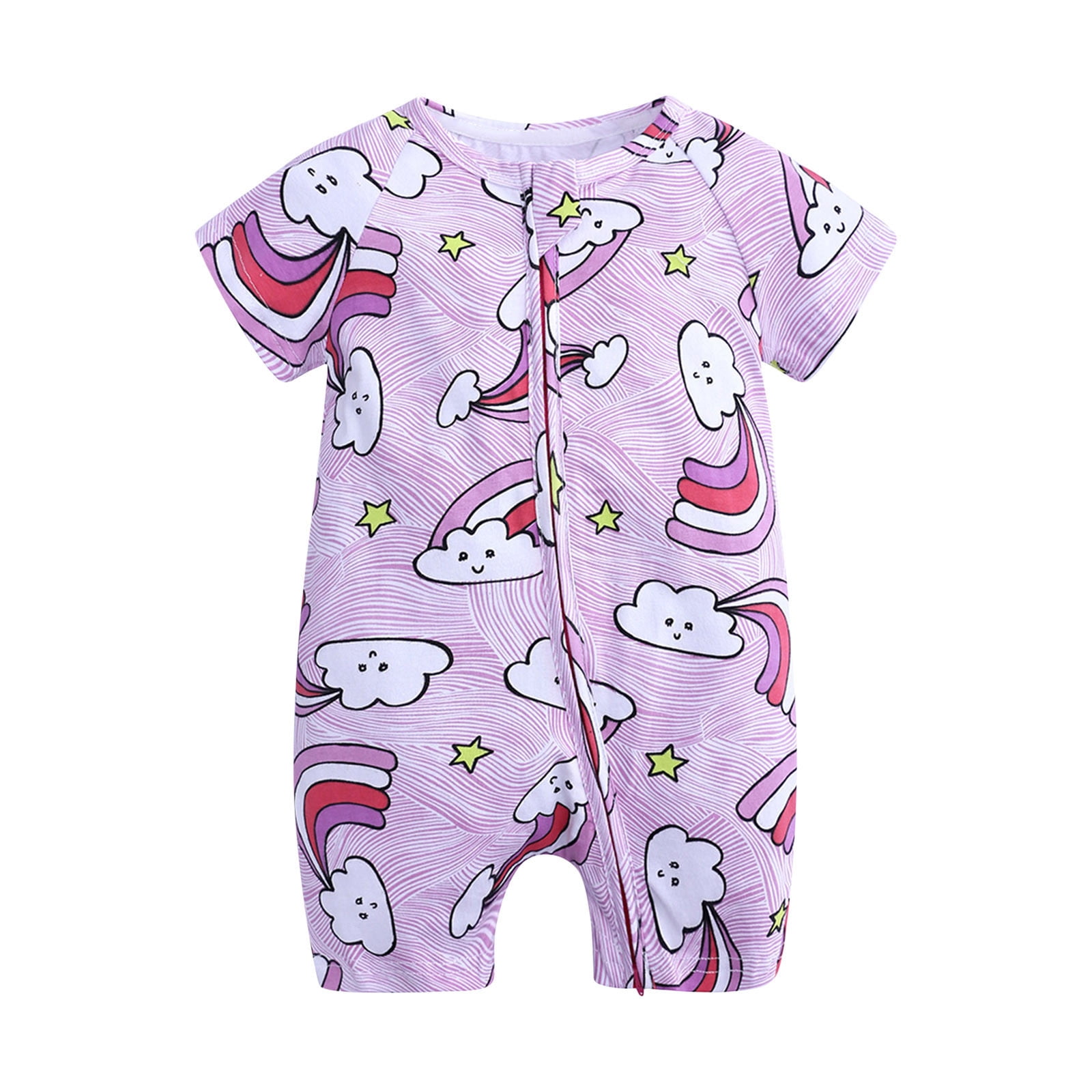 Summer Savings Clearance Stamzod Unisex Baby Boy Girl Rompers Short Sleeve Cute Pattern Print ...