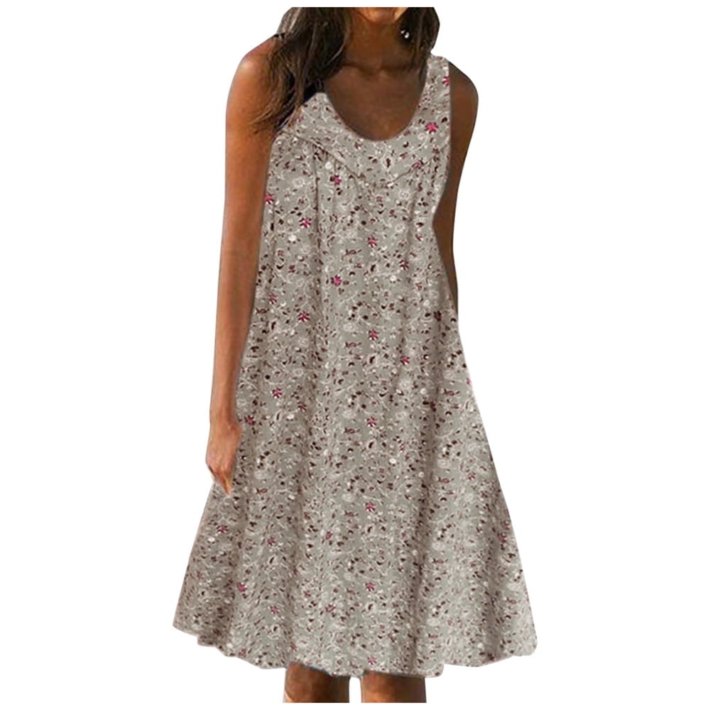 Bohemian Long Sundress for Women, Summer Beach Sleeveless Vintage ...