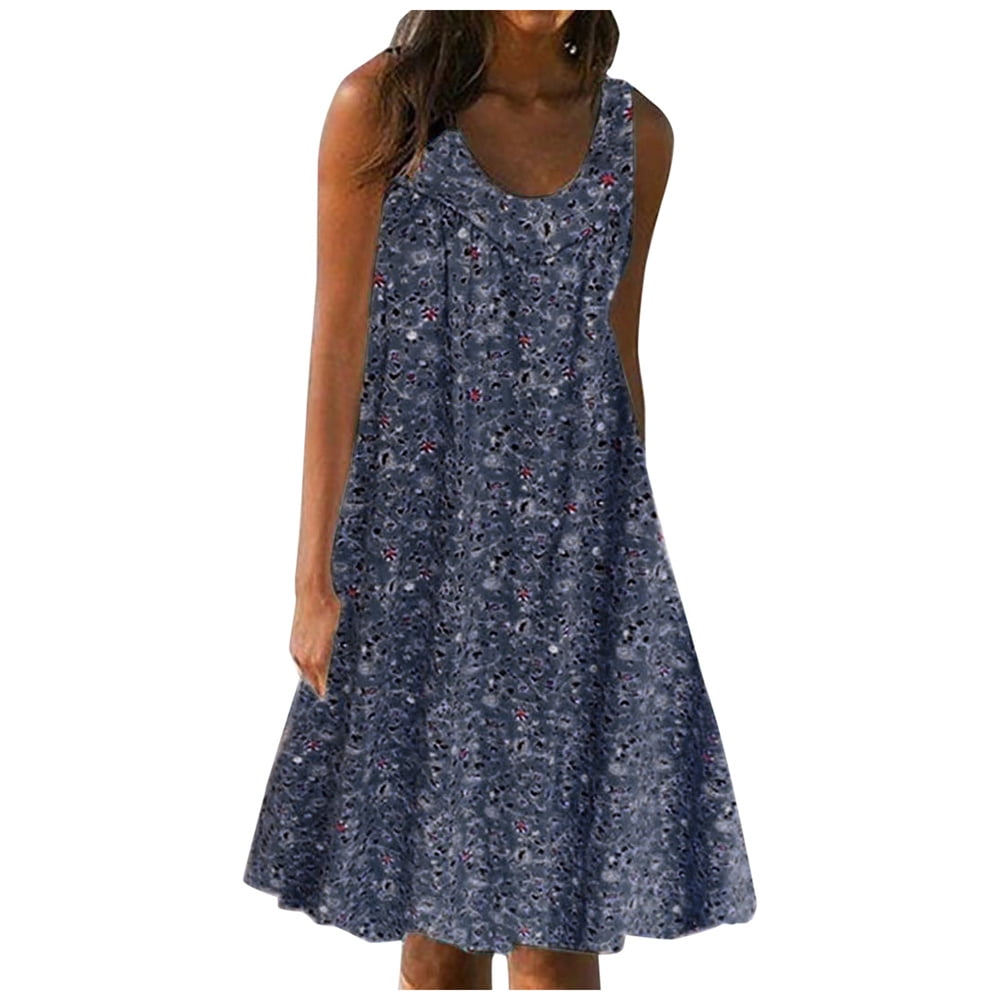 Bohemian Summer Dresses for Women, Beach Sleeveless Vintage Floral ...