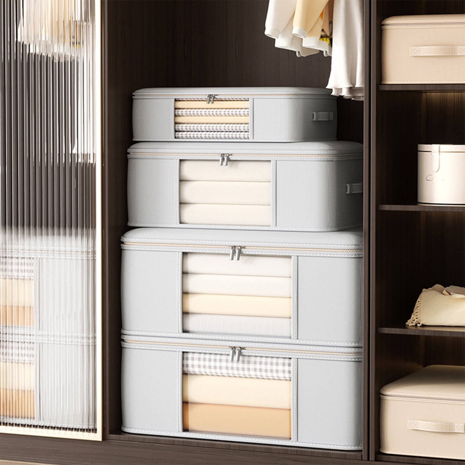 Suncoda Storage Bins with Lids, Visible Storage Bag with Zipper ...