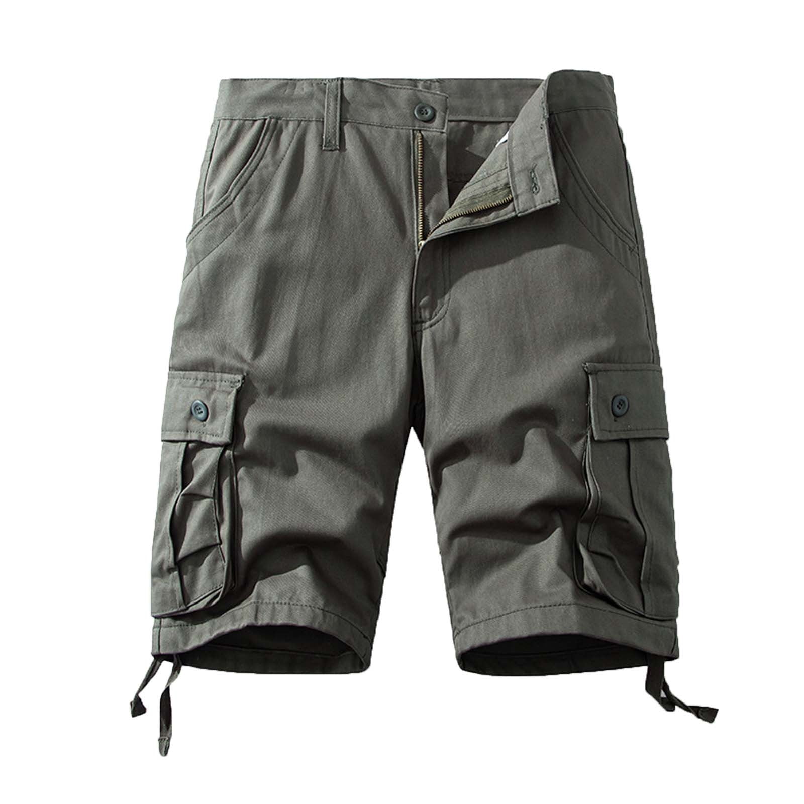 Summer Savings Clearance Titcea Mens Shorts Solid Color Buttons Zipper