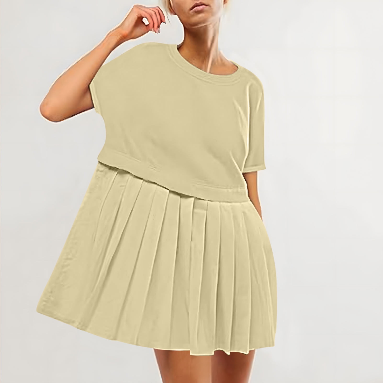 Summer Savings Clearance Titcea Mini Dresses For Women Solid Color