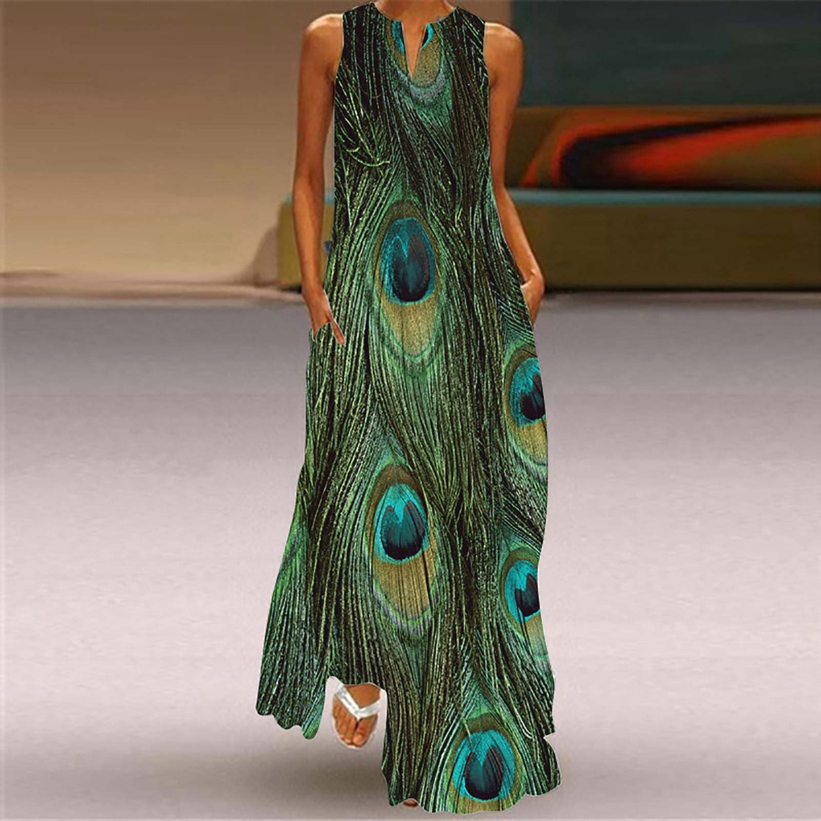 Summer Savings Clearance Titcea Sundresses For Women 2024 Peacock