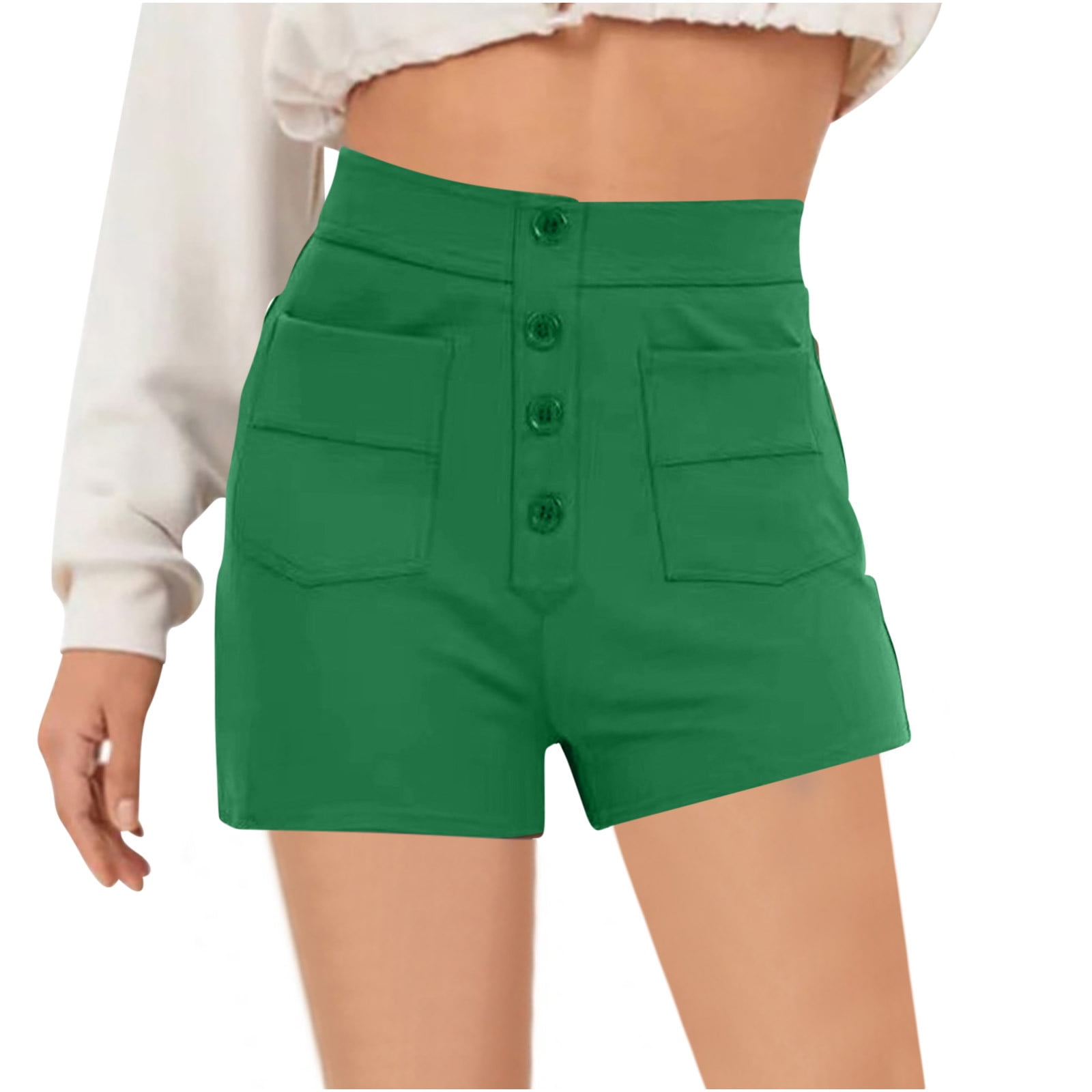 Summer Savings Clearance! Titcea Womens Shorts High Waisted Solid Color ...