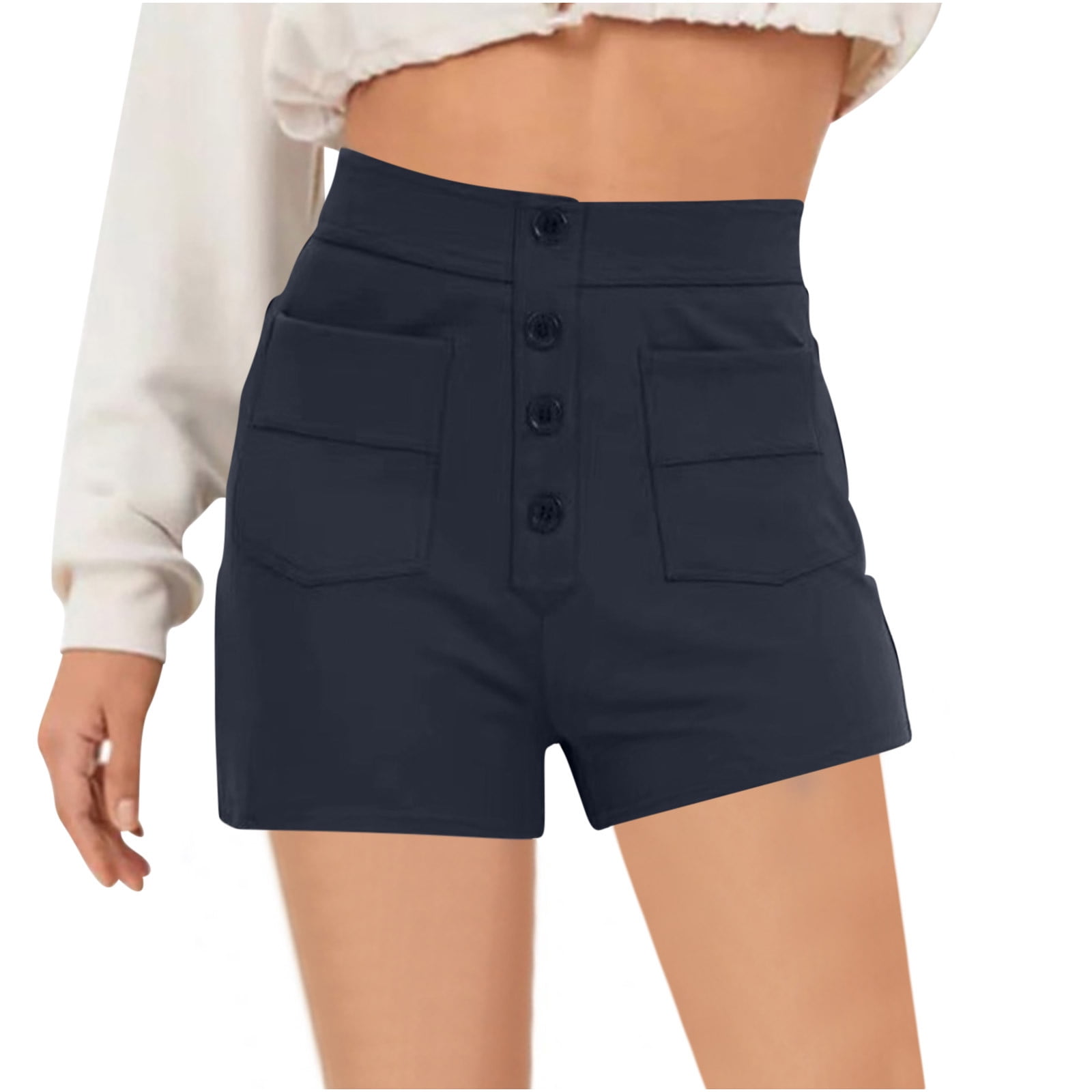 Summer Savings Clearance! Titcea Womens Shorts High Waisted Solid Color ...