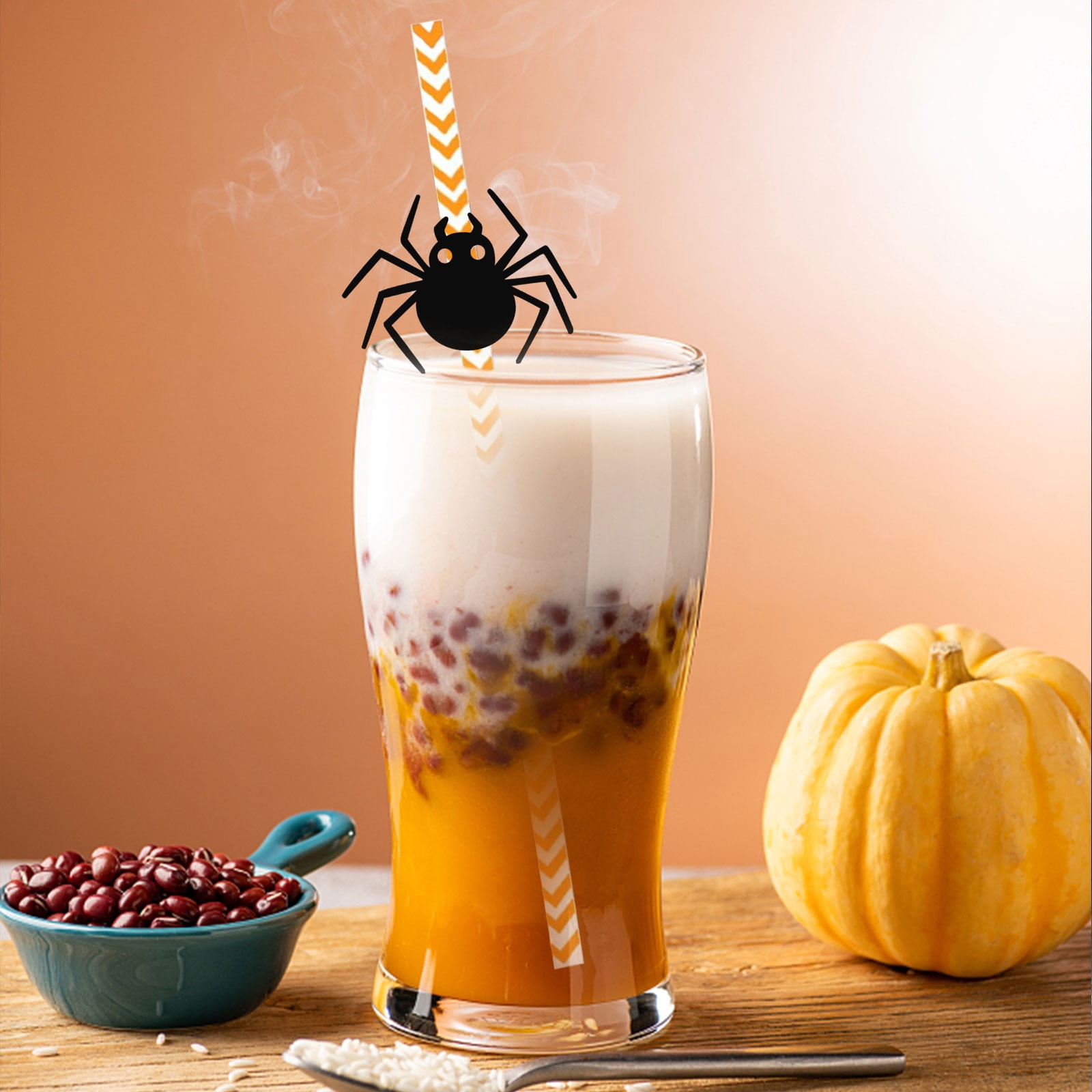 Summer Savings Clearance Vaidhai Straws Disposable 24PCS Halloween Spider Pumpkin Plugin ...