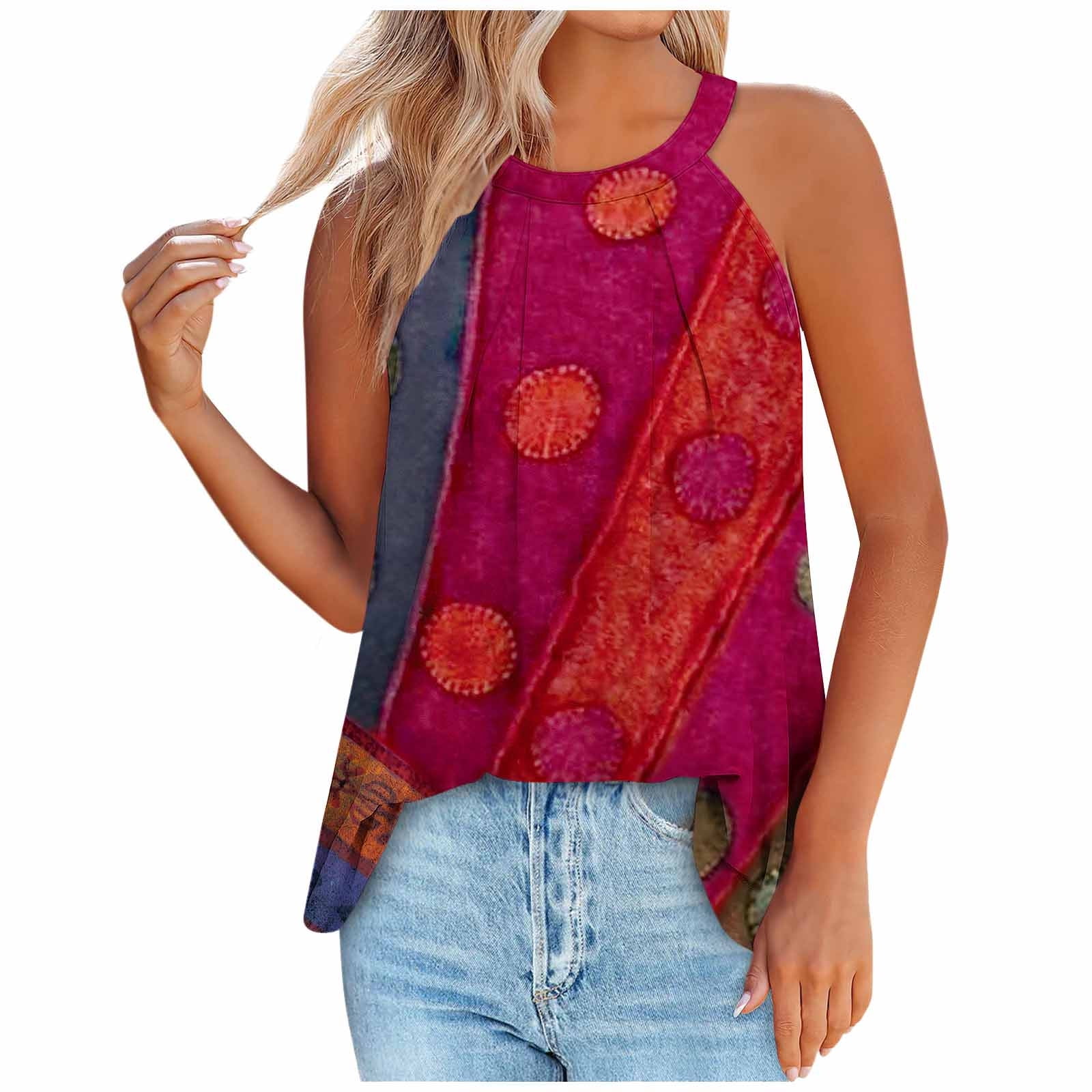 Summer Savings Clearance Yotami Tank Top For Women Pleated High Neck