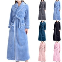 LOFIR Women's Fleece Bathrobe, Winter Warm Robe with Pocket, White, L/XL - Walmart.com
