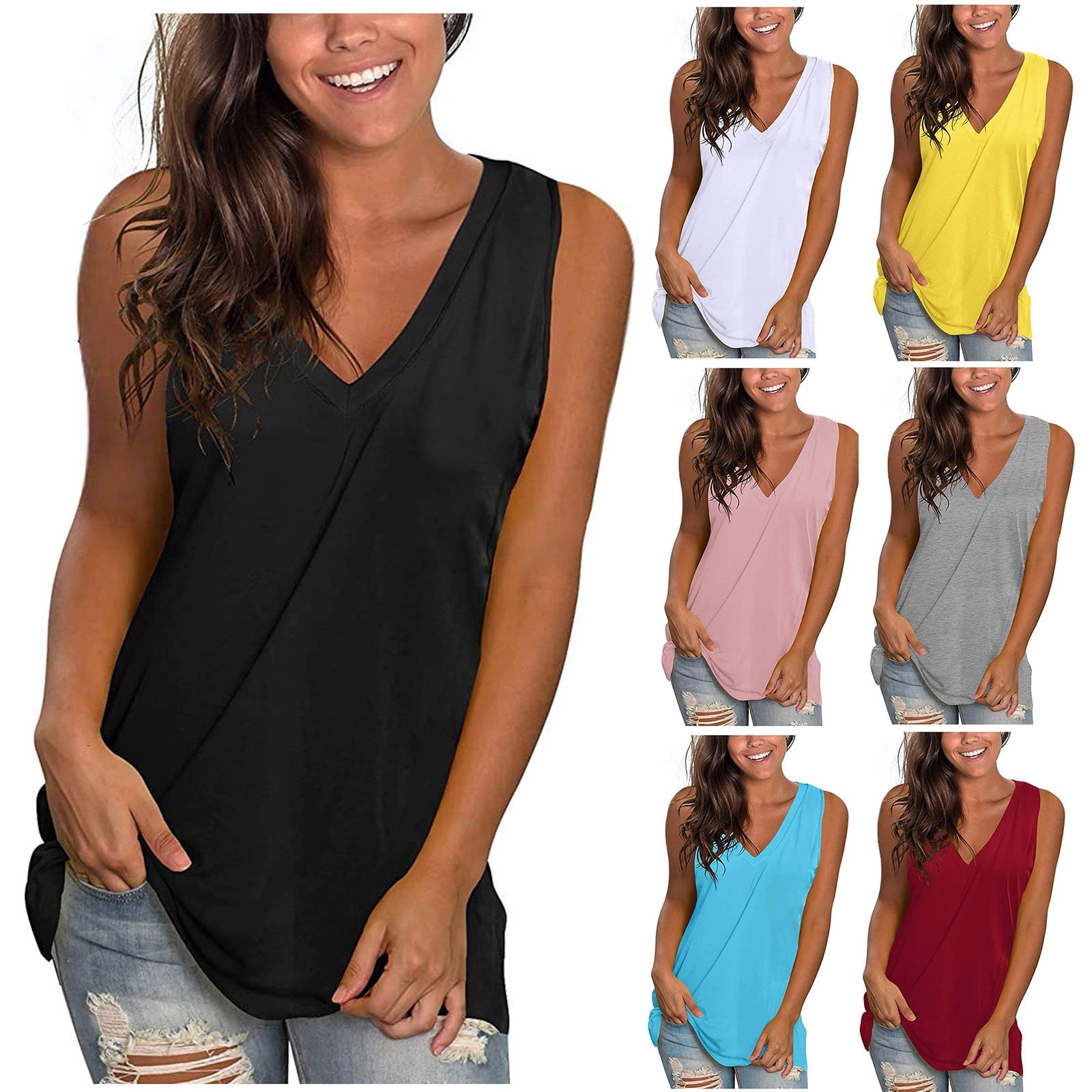 pstuiky Tank Top Dressy Casual tops Solid Color Basic Tank Tops Crop ...
