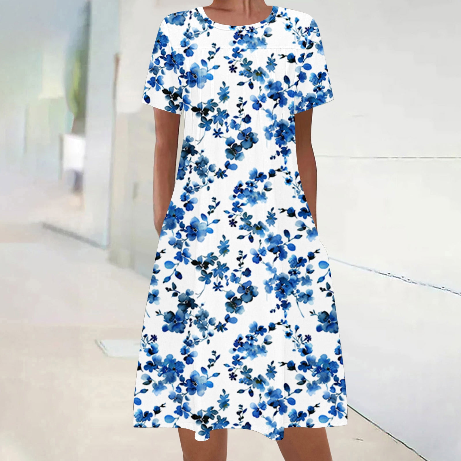 Yrmaups Women Summer Short Sleeve Curvy Dresses Clearance Under $10 ...