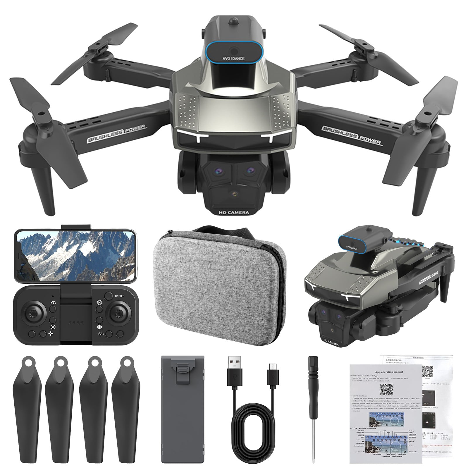 HWRETIE Foldable WiFi FPV Drone with Dual 1080P Cameras, Altitude Hold ...