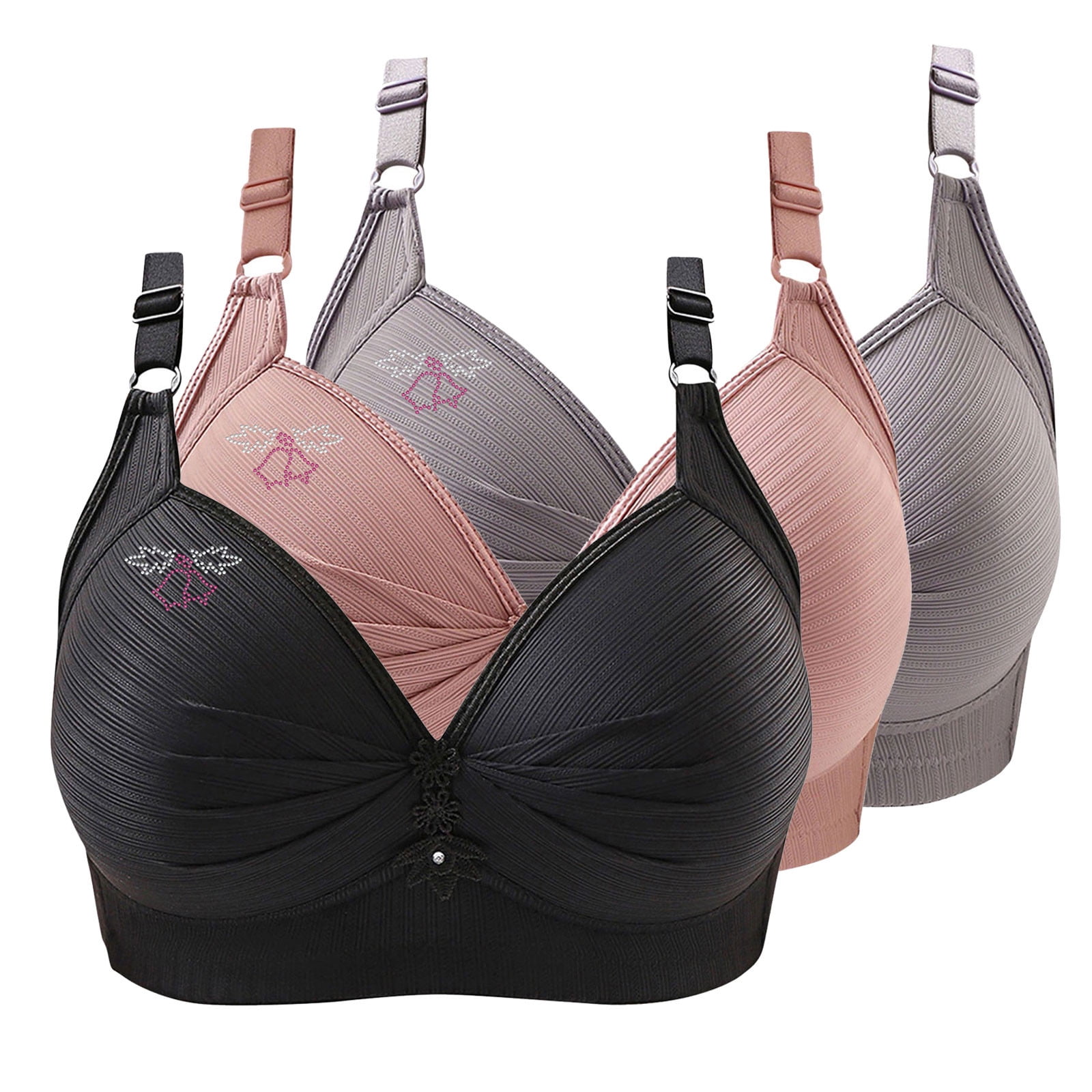 Summer Savings, Large Size Daily Bra, 3PC Women's Underwear, Gathered ...
