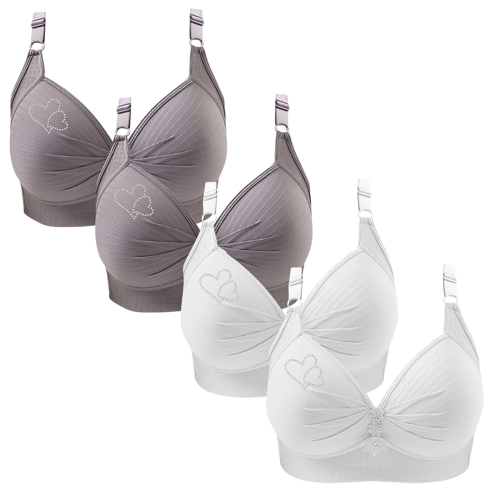 Summer Savings, Large Size Daily Bra, 4PC Women's Underwear, Gathered ...