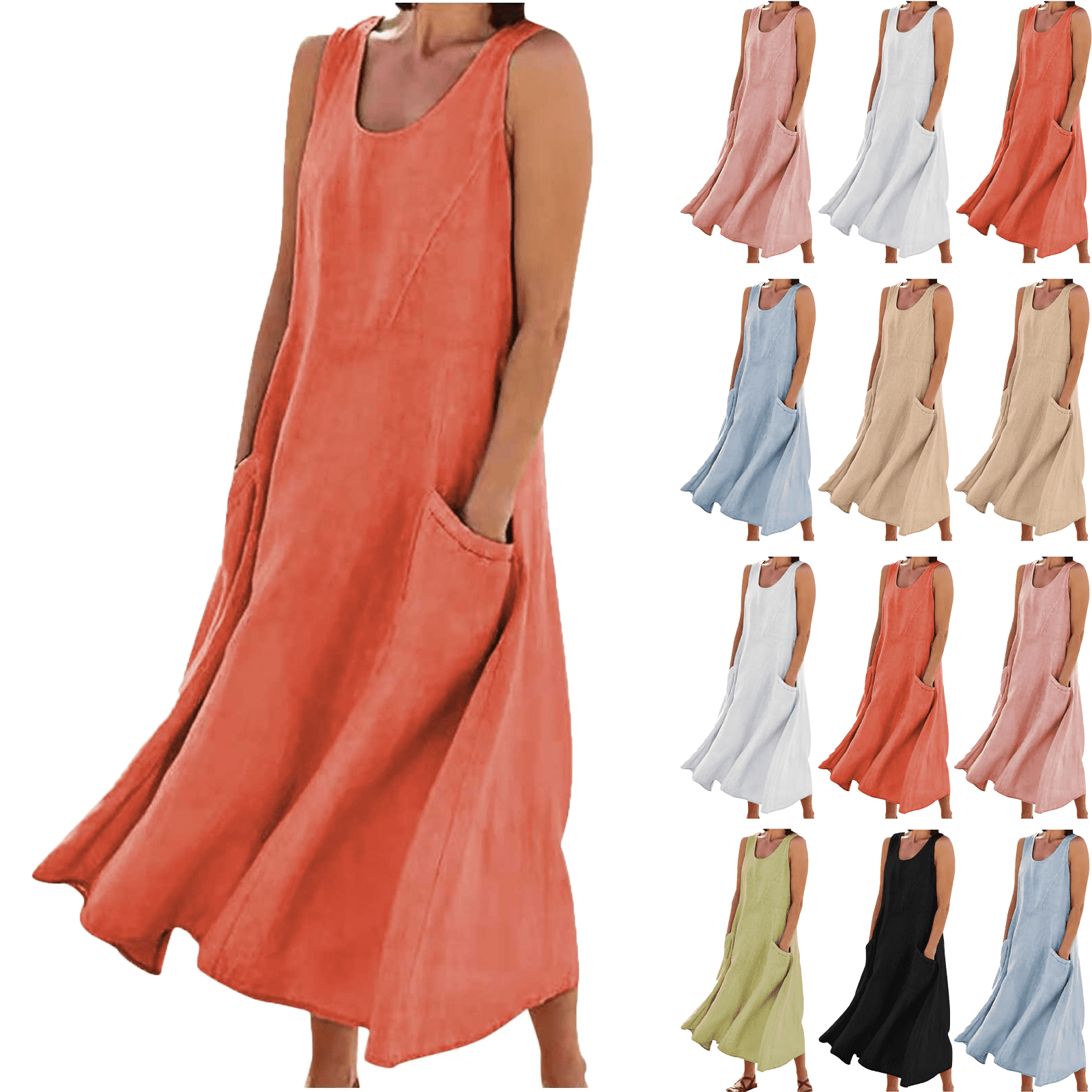 Summer Maxi Dresses for Women Casual Women's Summer Fashion Solid Color ...