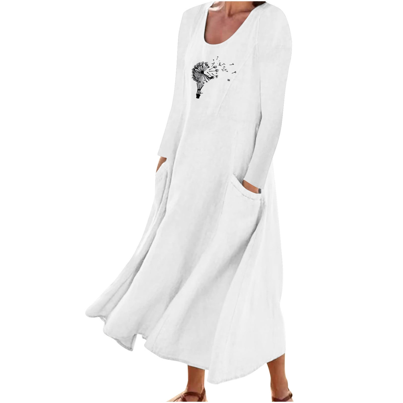 New Maxi Dresses for Womens 2026 Plus Size Fashion Long Sleeve Print ...