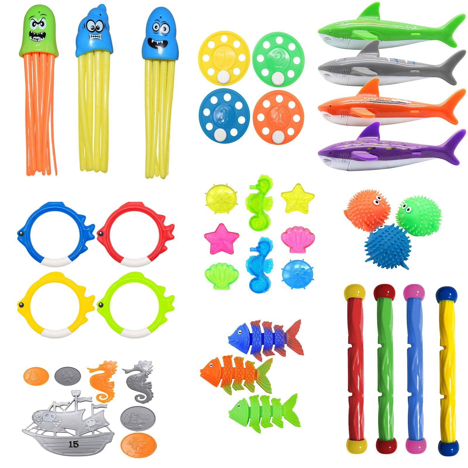 Summer Savings! PRETXORVE 40PCS Swimming Pool Diving Toys for Kids ...