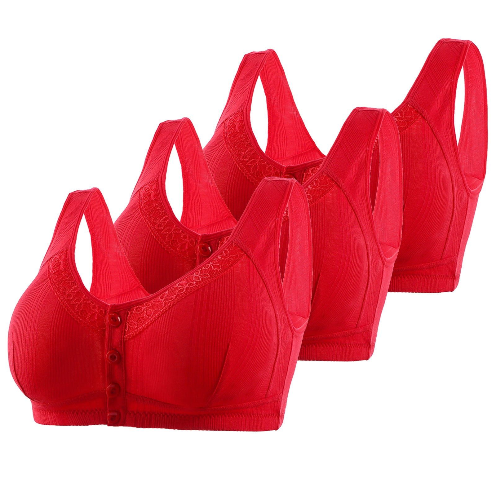 Summer Savings! Pitauce 3 Pack Women's Solid Color Front Button Closure ...