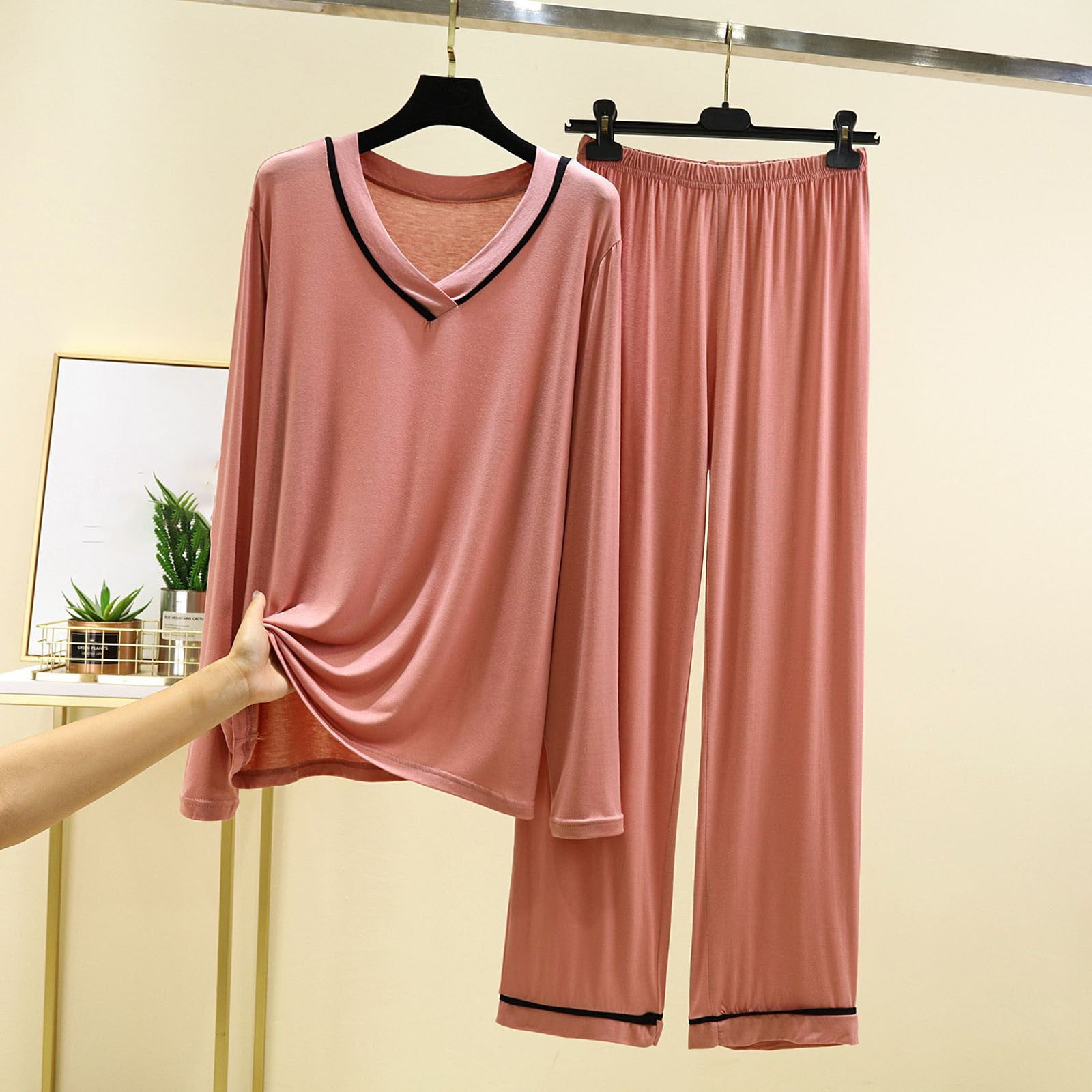 Summer Savings Plus Size Mianht Womens Spring Summer Thin Solid V Neck