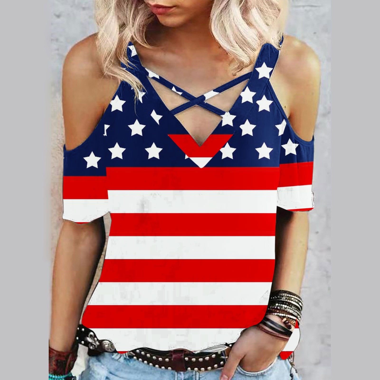 Summer Savings Sentmoon 4th Of July Tops For Women Women Tops Off