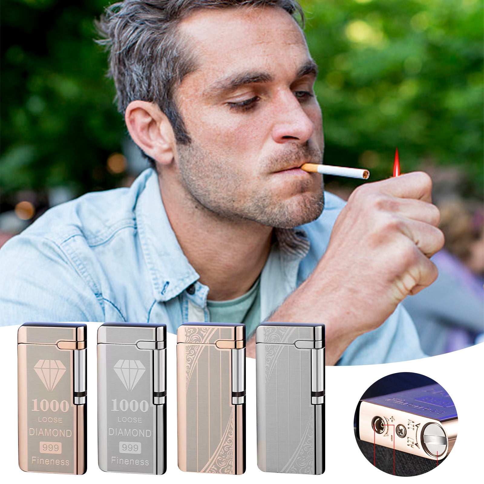 Summer Savings,Windproof Straight Torch,Red Flame Butane Lighter,Silent ...