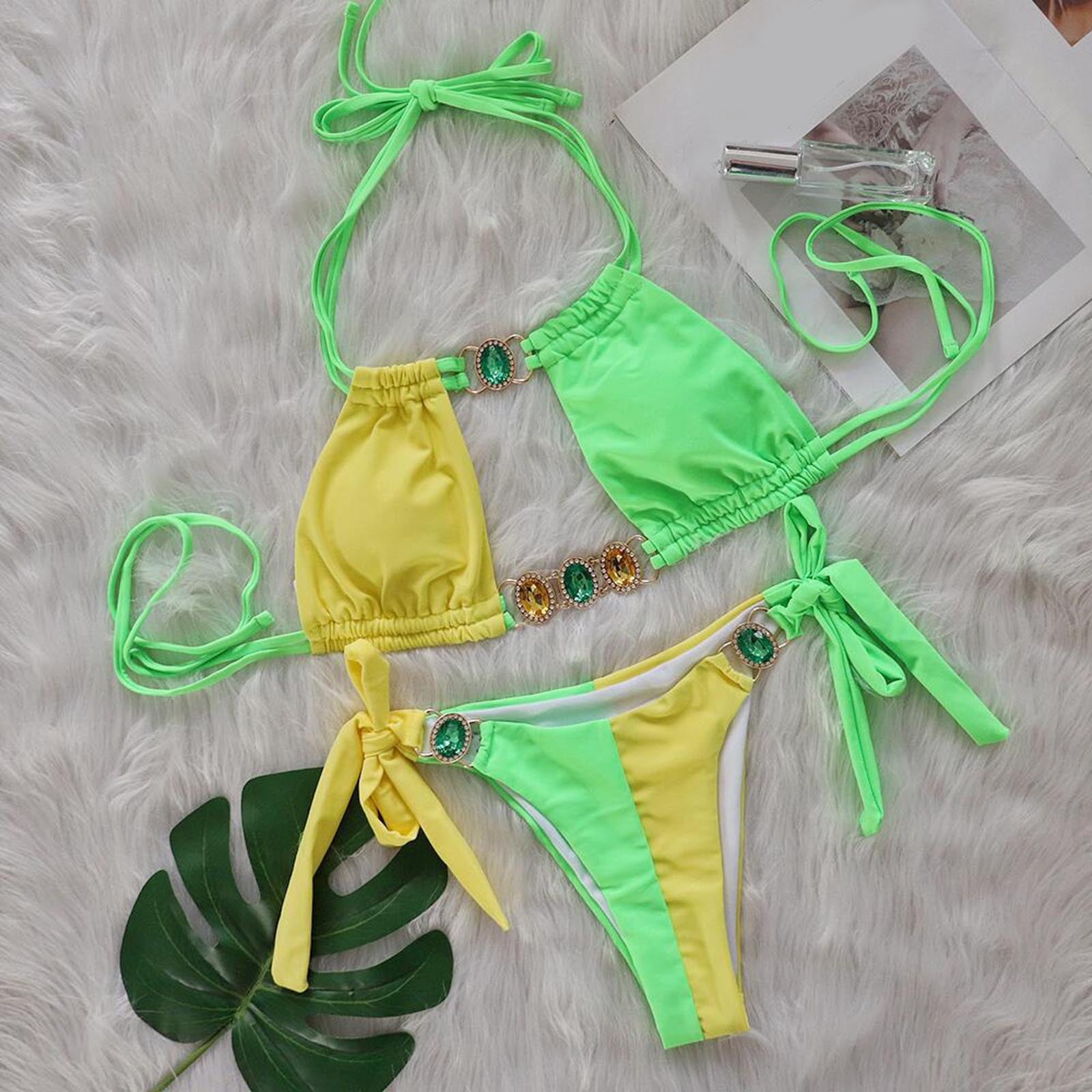 Summer Savings, Women's Solid Color Swimsuit, Bikini Split Swimsuit ...