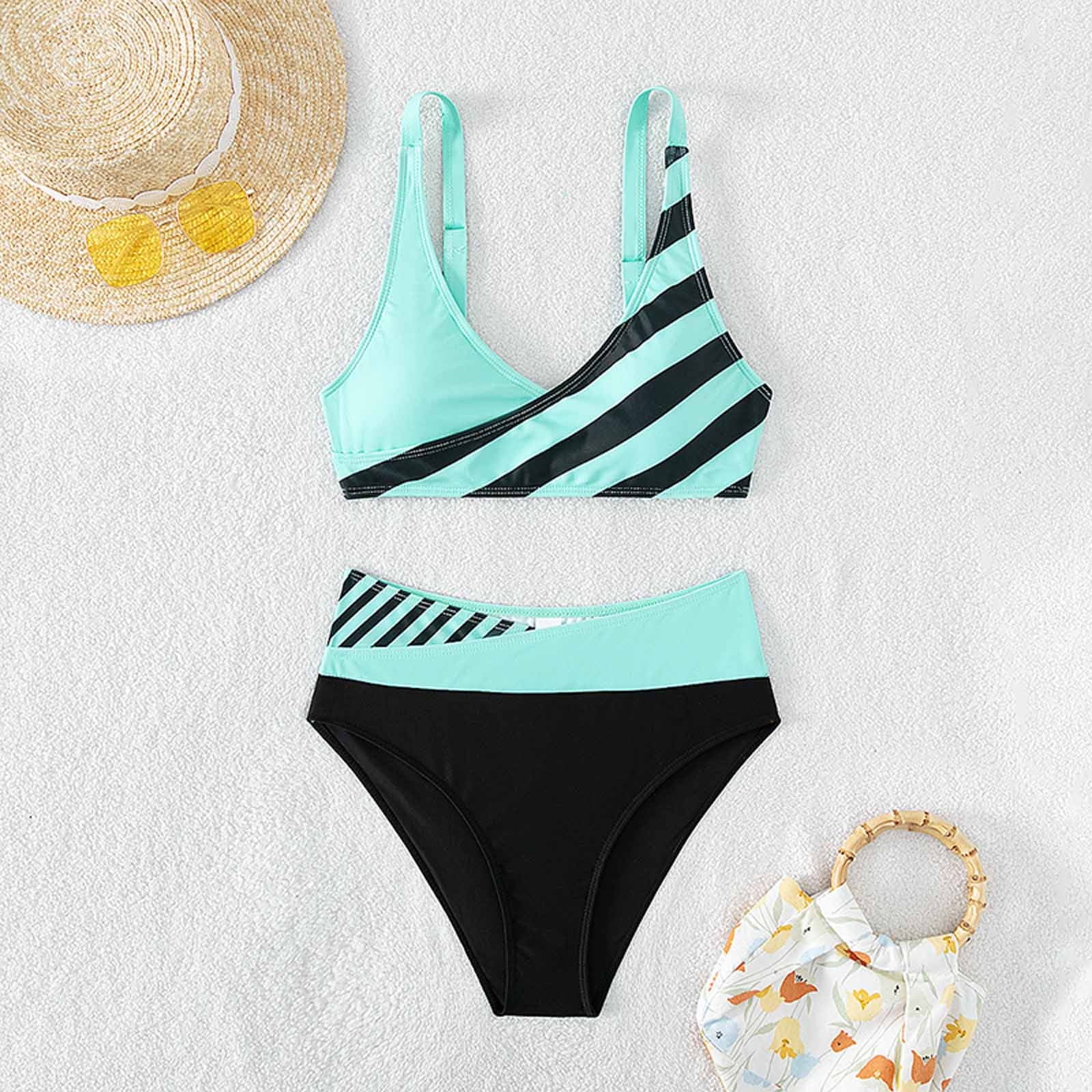 Summer Savings, Women's Swimwear Bikini, Striped Over Split Swimsuit ...